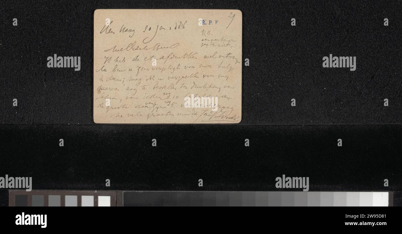 Letter to Frans Buffa and Sons, Joseph Israëls, 1886 letter The Hague ...