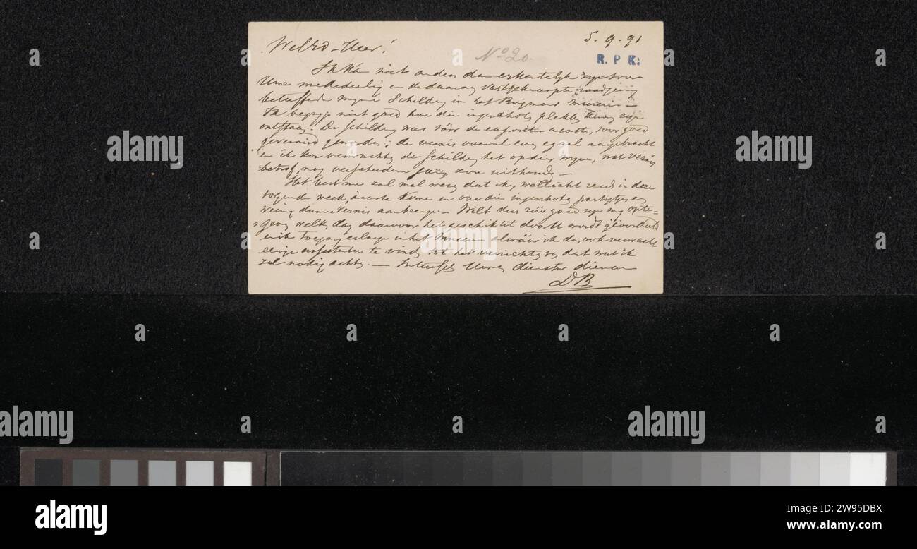 Postcard to Pieter Haverkorn van Rijsewijk, David Bles, 1891 The Hague ...