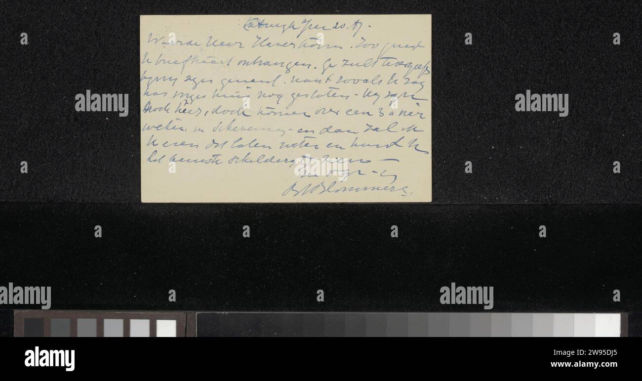 Postcard to Pieter Haverkorn van Rijsewijk, Bernardus Johannes Blommers ...