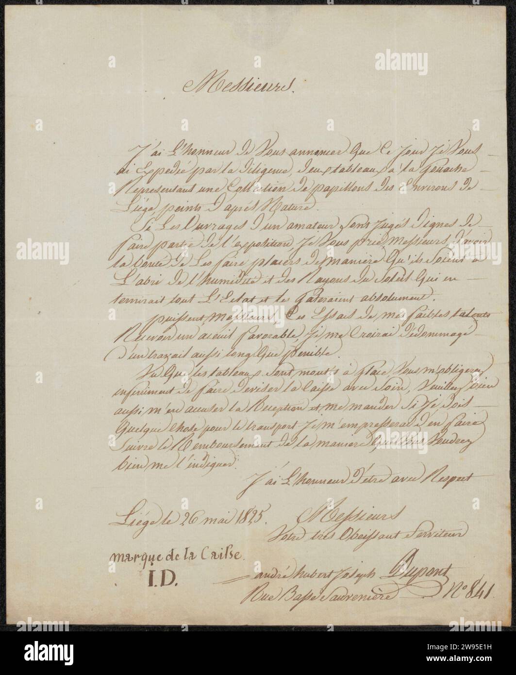 Letter to the committee of the exhibition of living masters in Haarlem ...