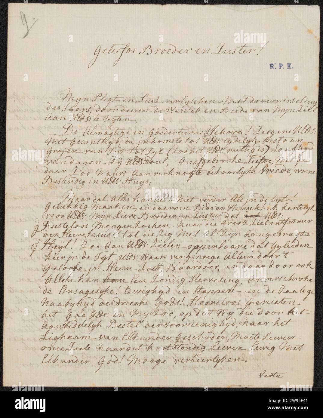 Letter to Joannes van den Brink and Christina Sibilla Charlotta ...