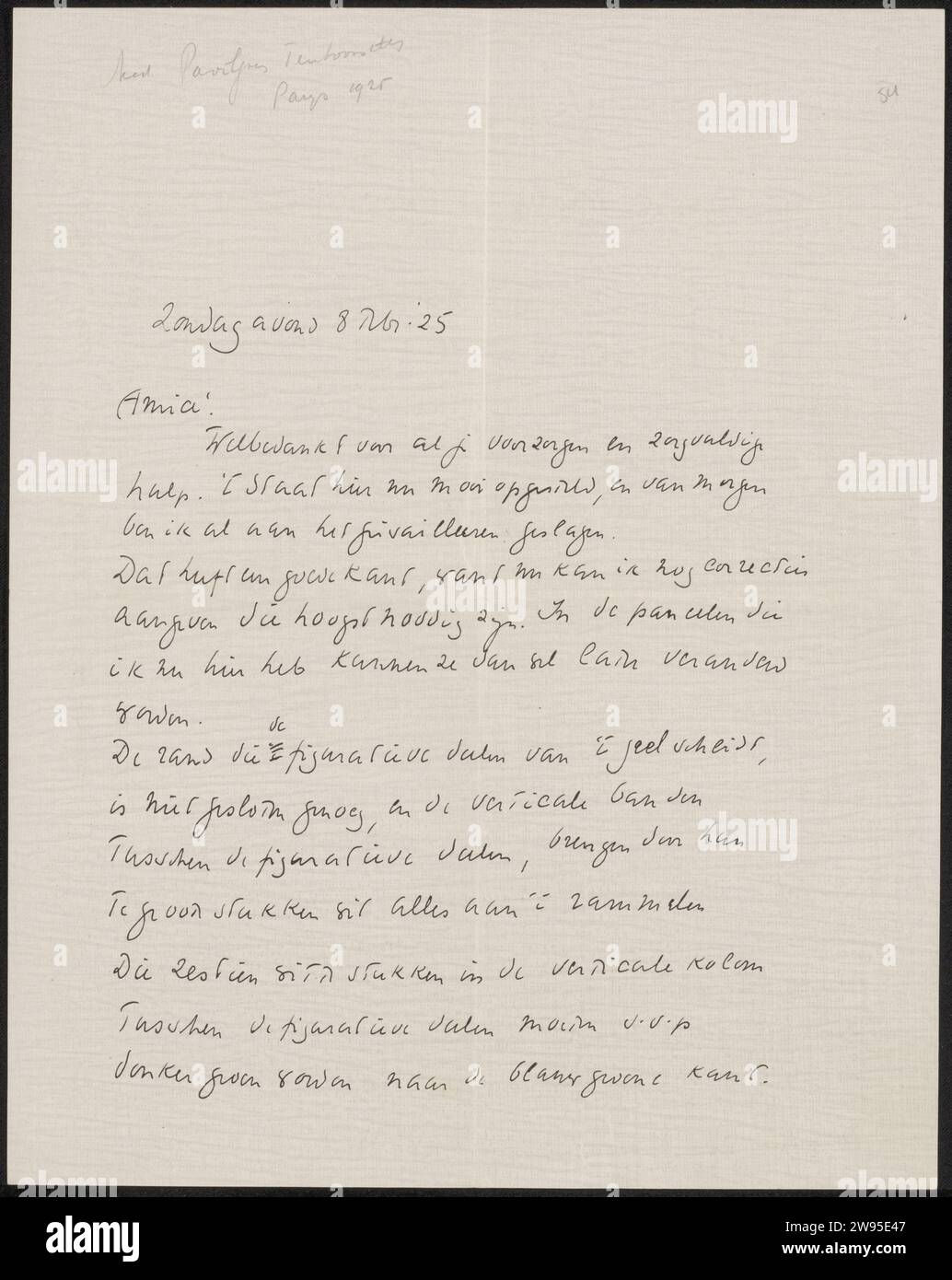 Letter to Willem Bogtman, Richard Nicolaüs Roland Holst, 1925 letter ...