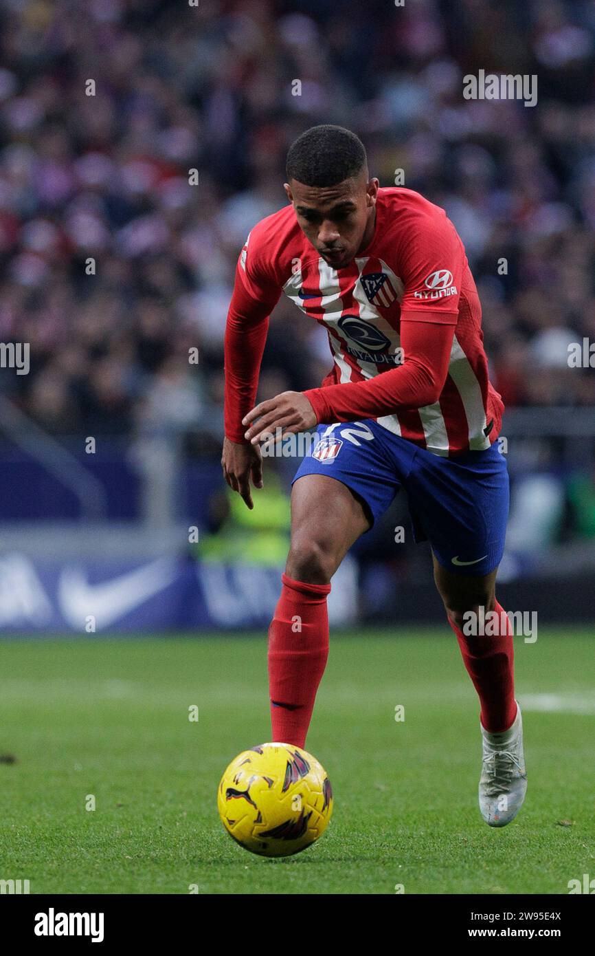 Samuel Lino of Atletico de Madrid in action during the La Liga 2023/24 ...