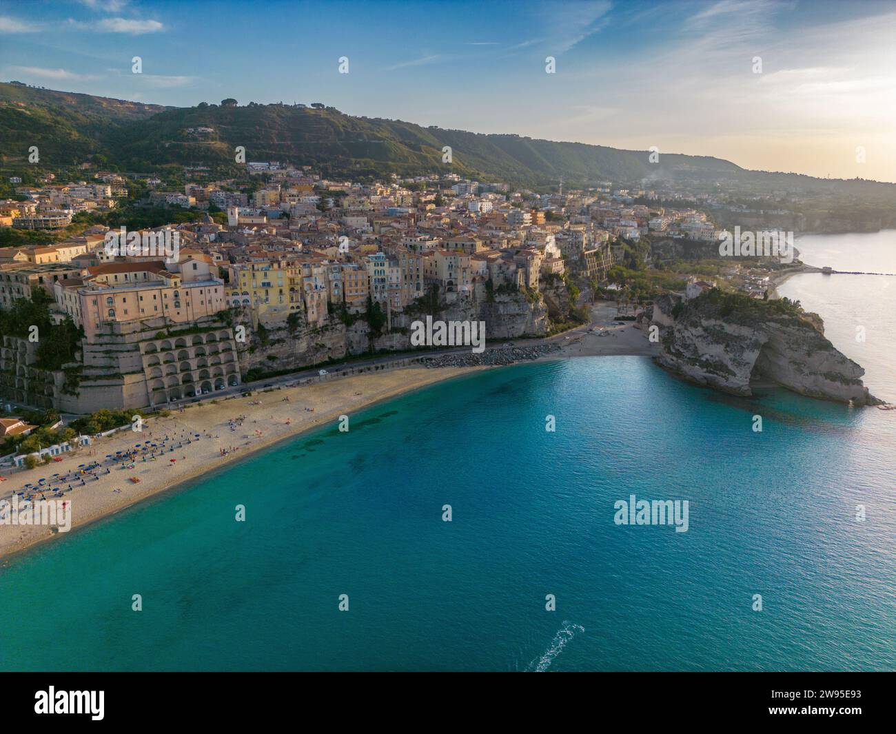 Aerial drone photo of the coastal town named Tropea. Tropea is located ...