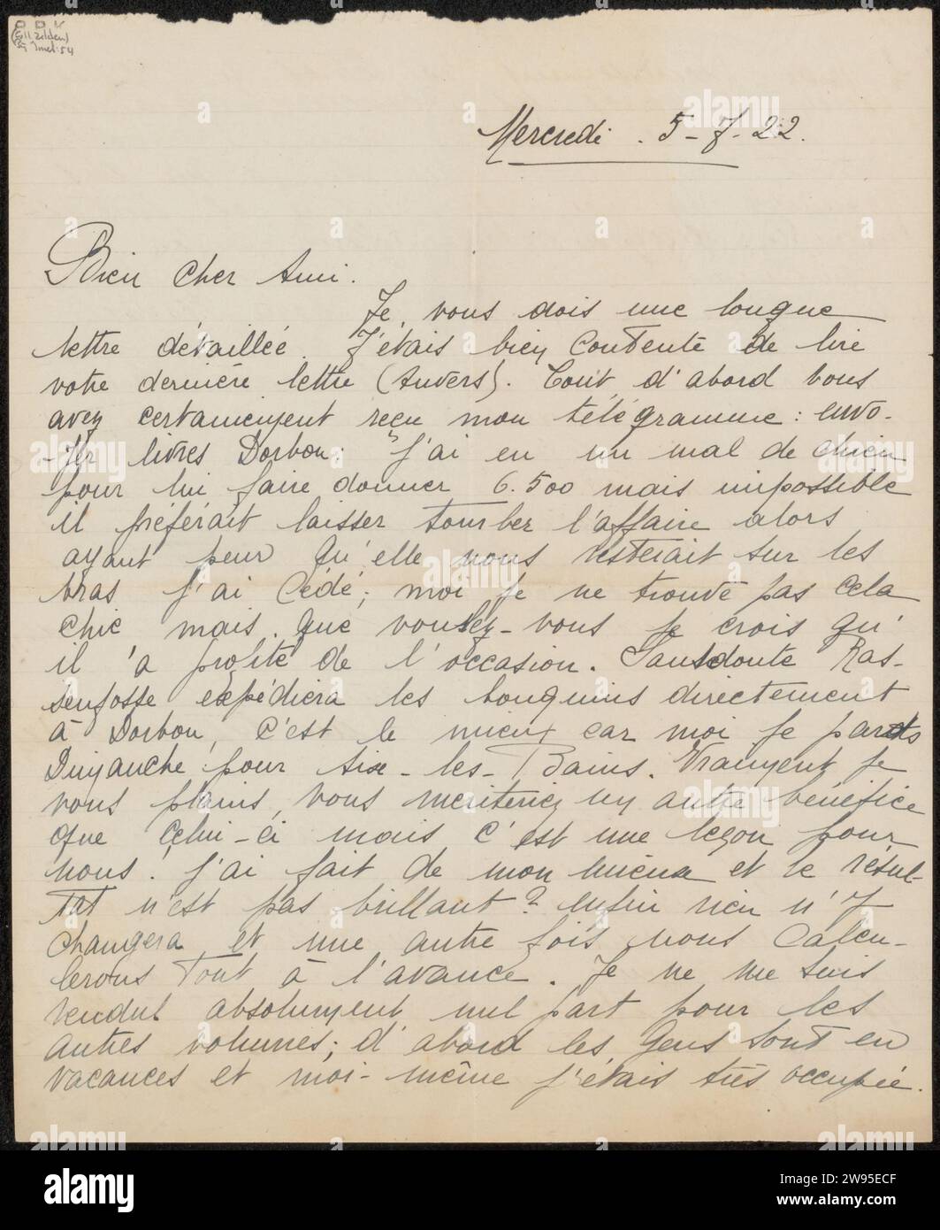 Letter to Philip Zilcken, 1922 letter ink writing (processes) / pen ...