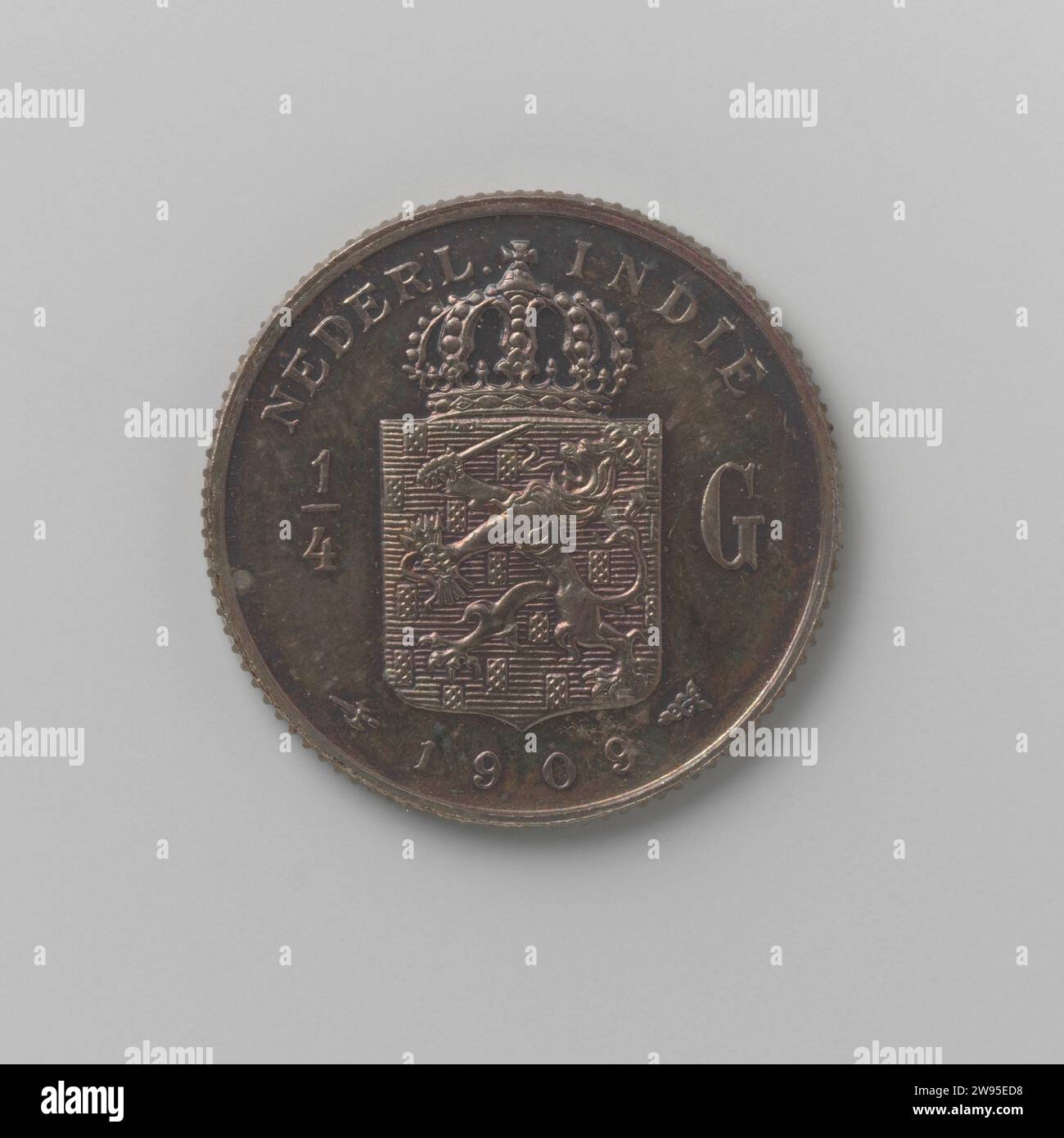 1/4 guilders of the Dutch East Indies, 1909, Wilhelmina (Queen of the ...