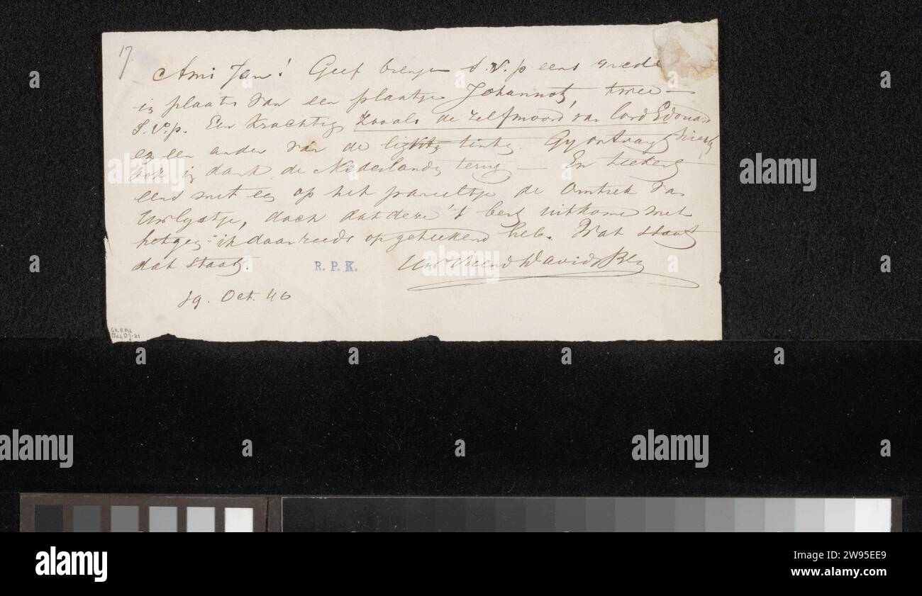Letter to Jan Weissenbruch, David Bles, 1846 letter paper. ink. pencil ...