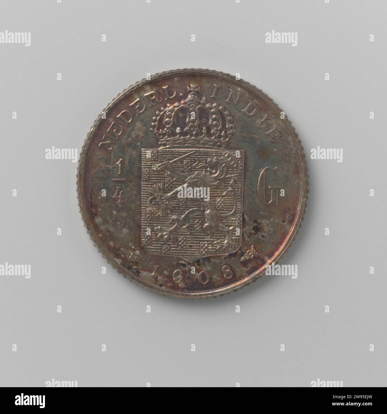 1/4 guilders of the Dutch East Indies, 1908, Wilhelmina (Queen of the ...