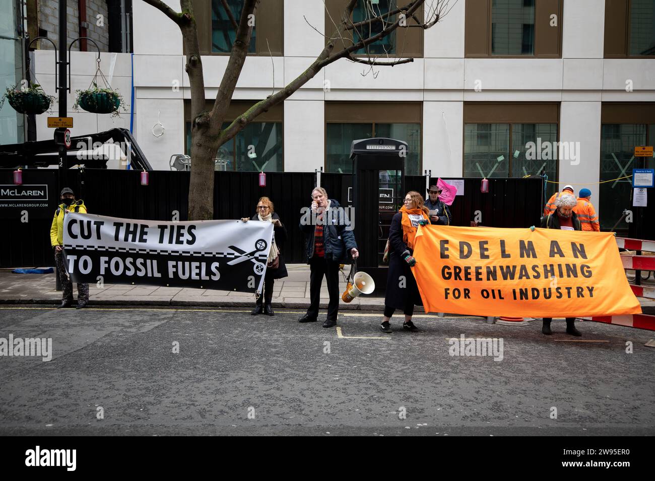 XR (Extinction Rebellion) protesters outside the office of PR firm ...