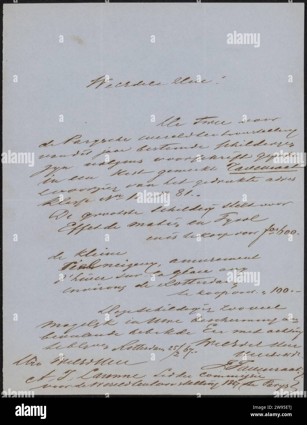 Letter to Ary Johannes Lamme, Johannes Tavenraat, 1867 letter Rotterdam ...