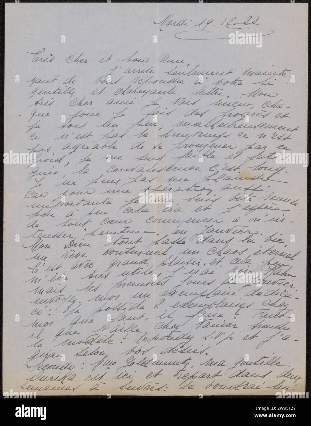 Letter to Philip Zilcken, 1922 letter paper. ink writing (processes ...