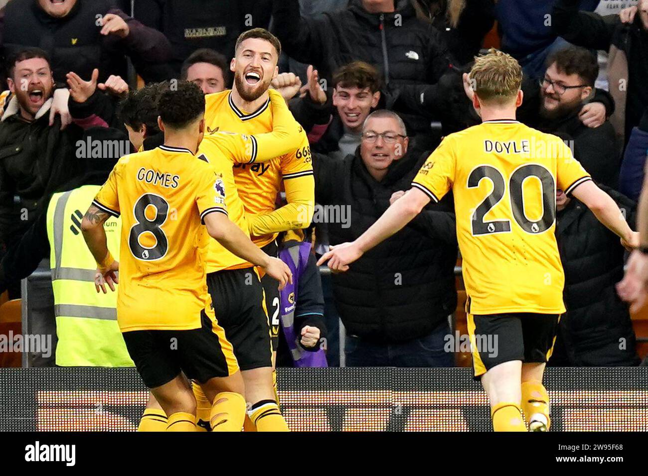 Wolverhampton Wanderers' Matt Doherty (centre) celebrates scoring their ...