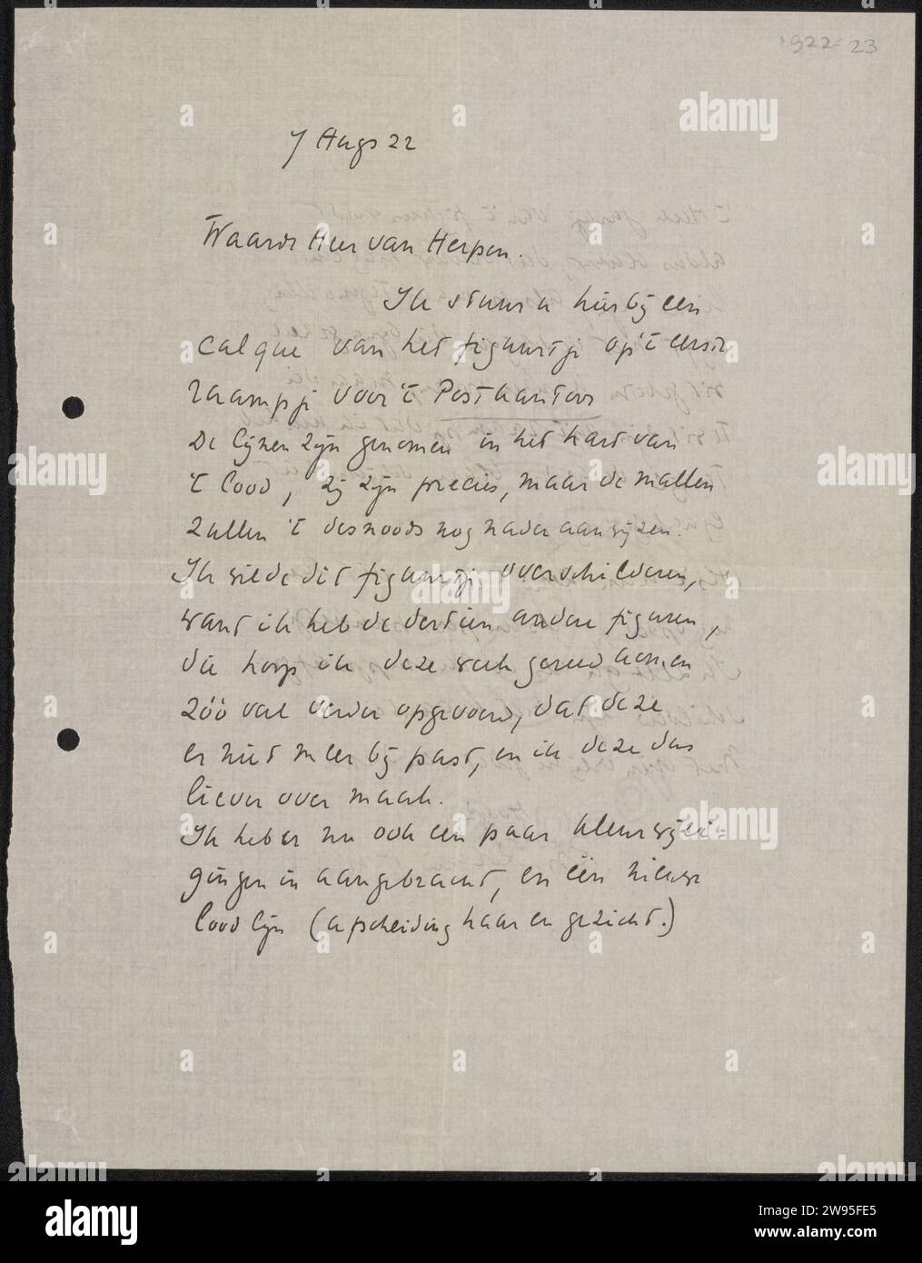 Letter to Mr Van Herpen, Richard Nicolaüs Roland Holst, 1922 letter ...