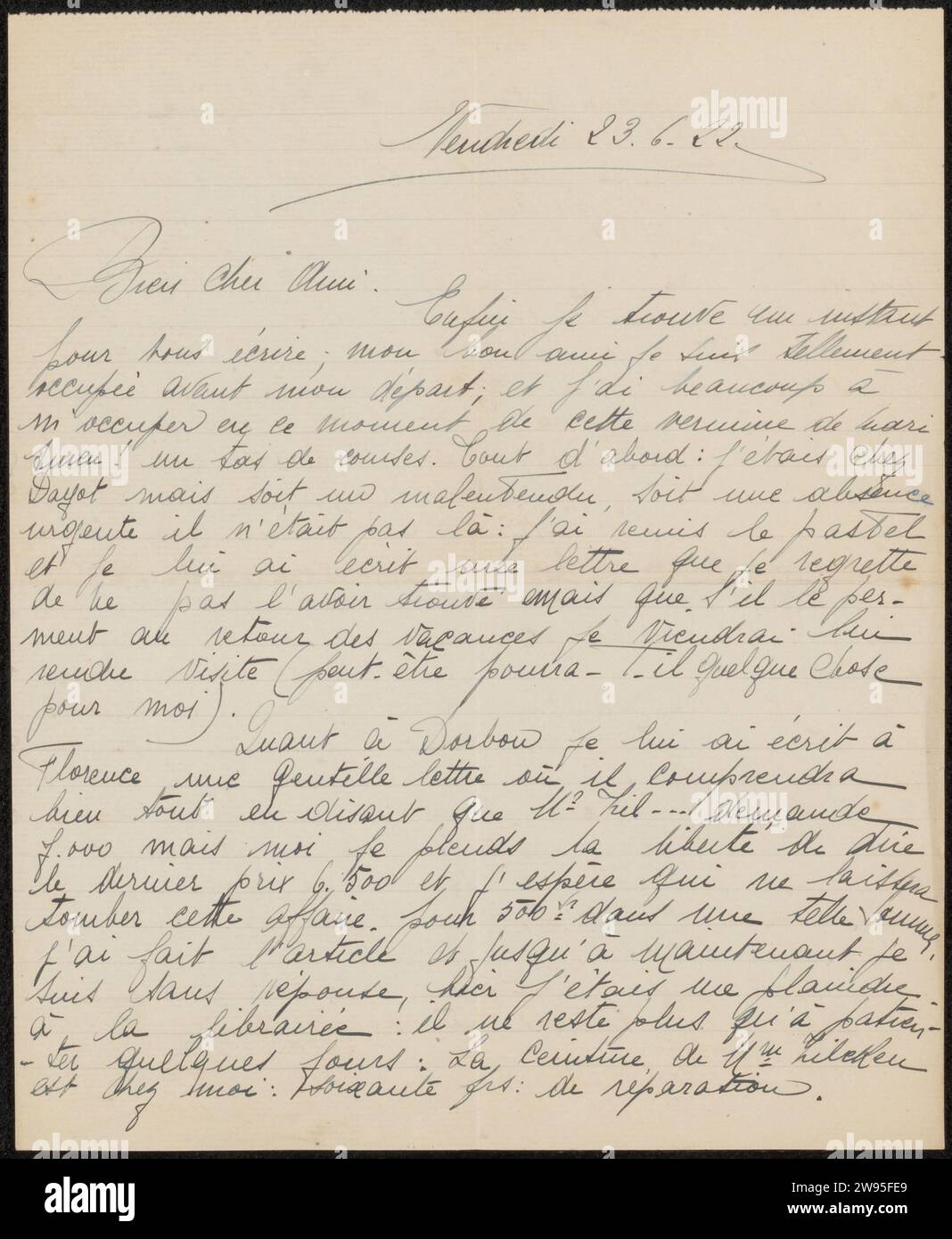 Letter to Philip Zilcken, 1922 letter ink writing (processes) / pen ...