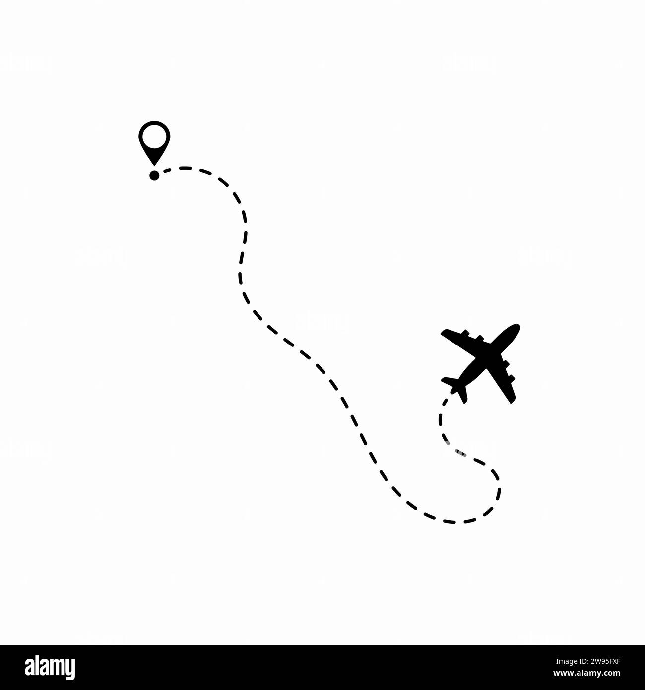 Travel concept. Dotted path airplane. Aircraft tracking. Airplane route ...