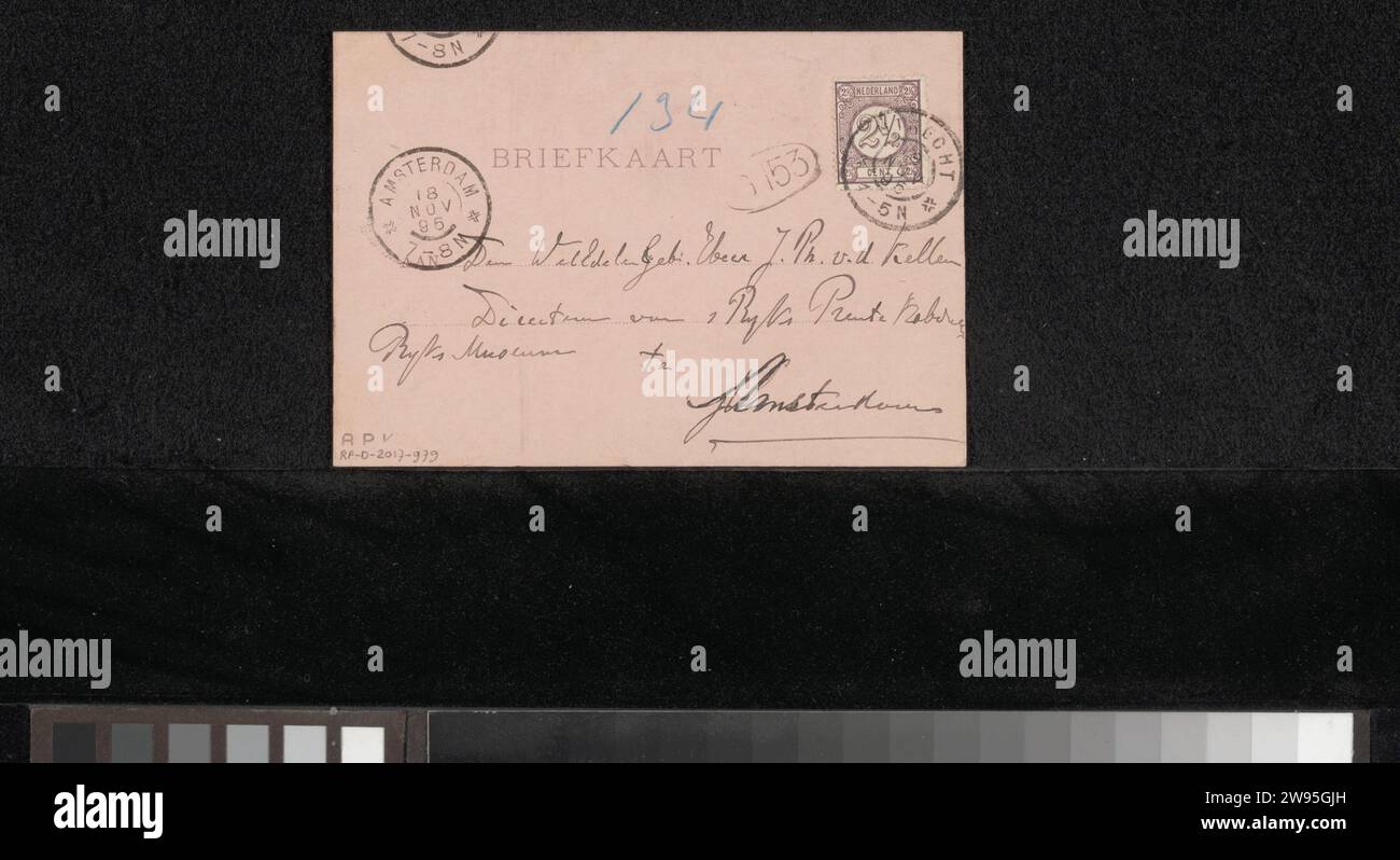 Postcard to Johan Philip van der Kellen, Johan Philip Menger, 1895 ...