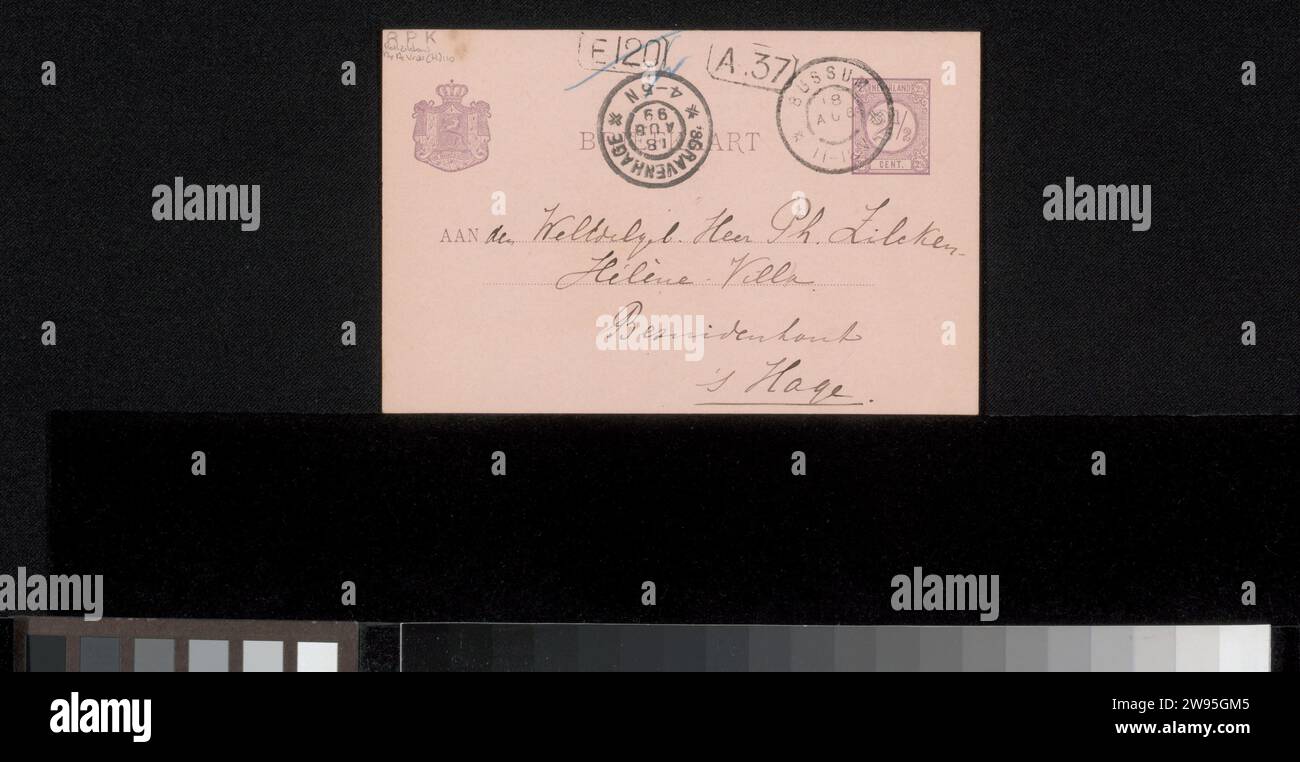 Postcard to Philip Zilcken, Henriëtte de Vries, 1899 Bussum cardboard ...