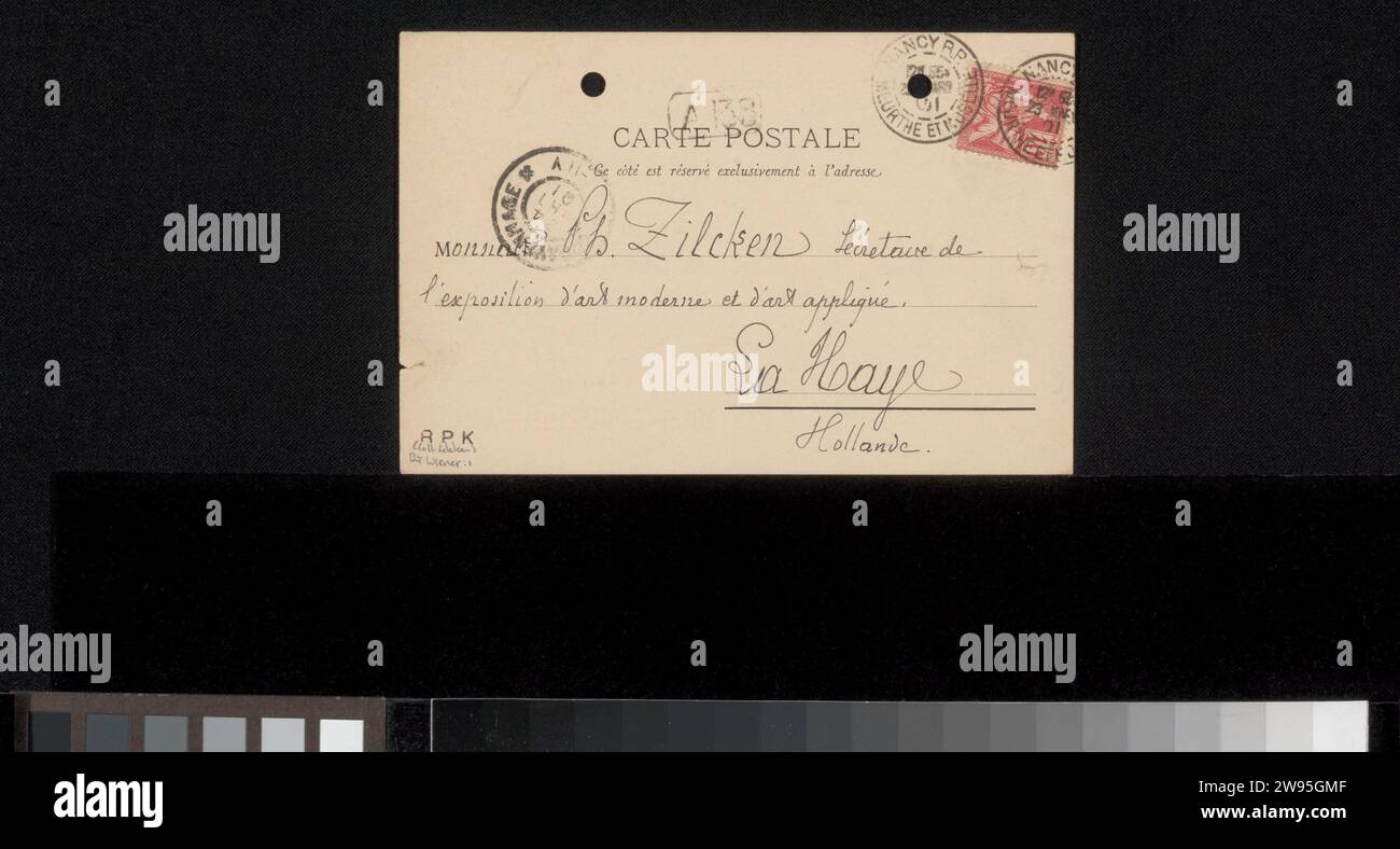 Postcard to Philip Zilcken, René Wiener, 1901 Nancy cardboard. ink ...