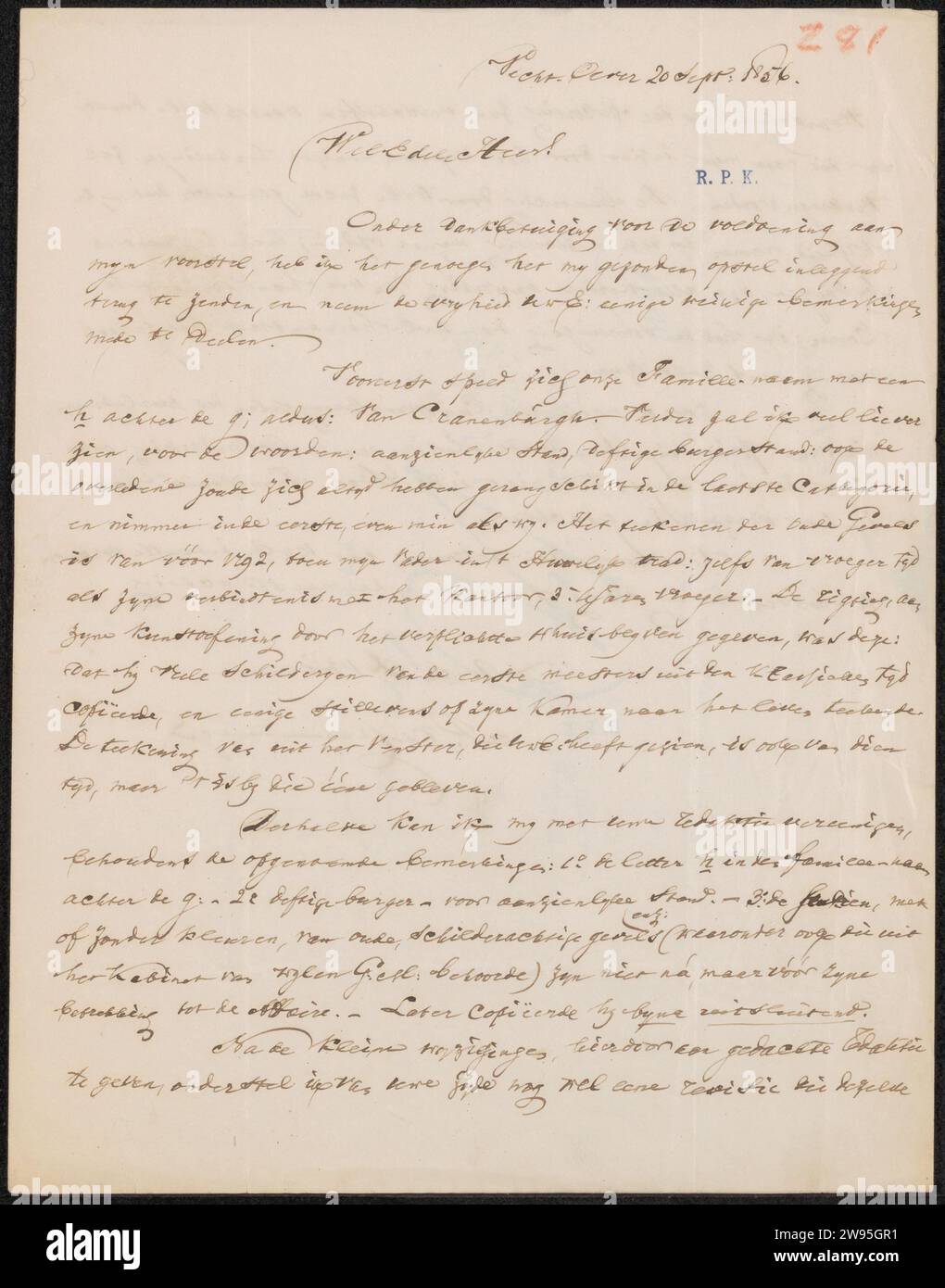 Letter to Christiaan Kramm, Pieter van Cranenburgh, 1856 letter Mate ...