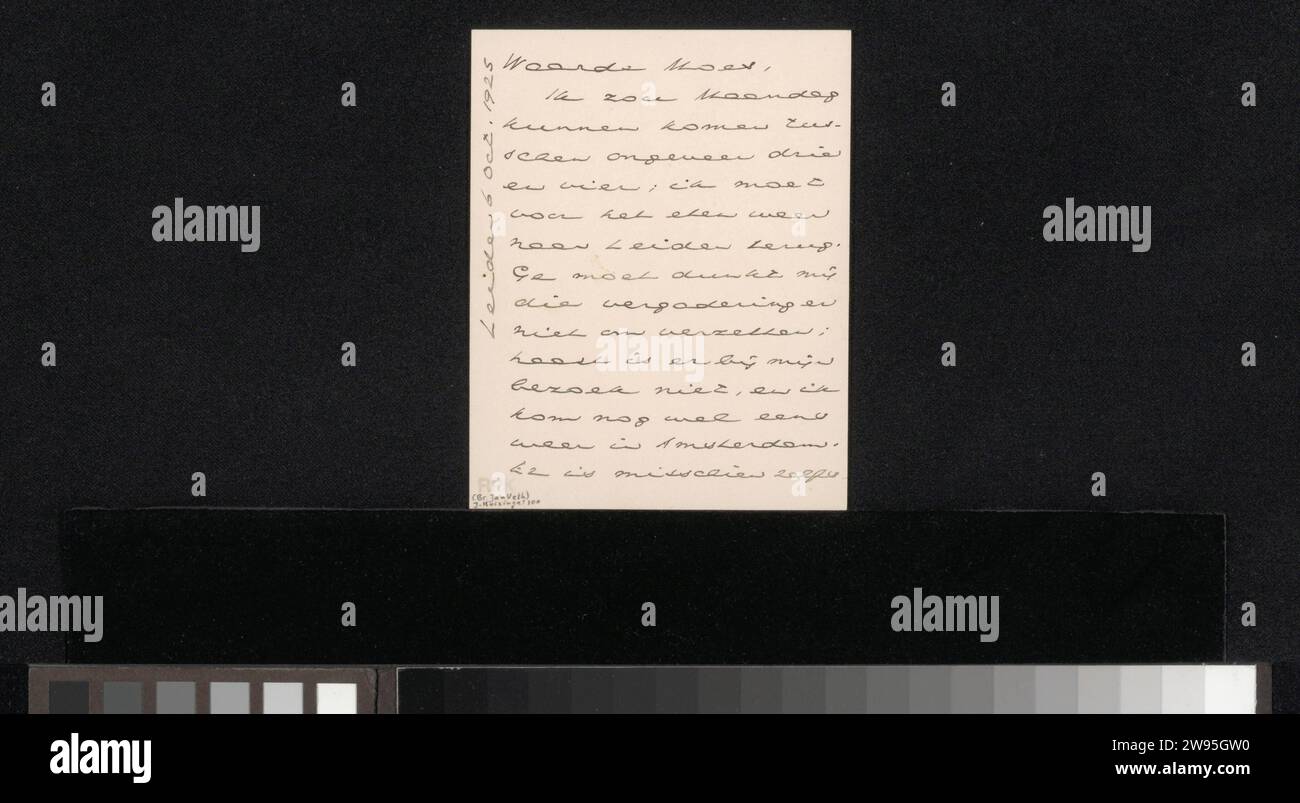 Letter to Christiaan Moes, Johan Huizinga, 1925 letter Leiden paper ...