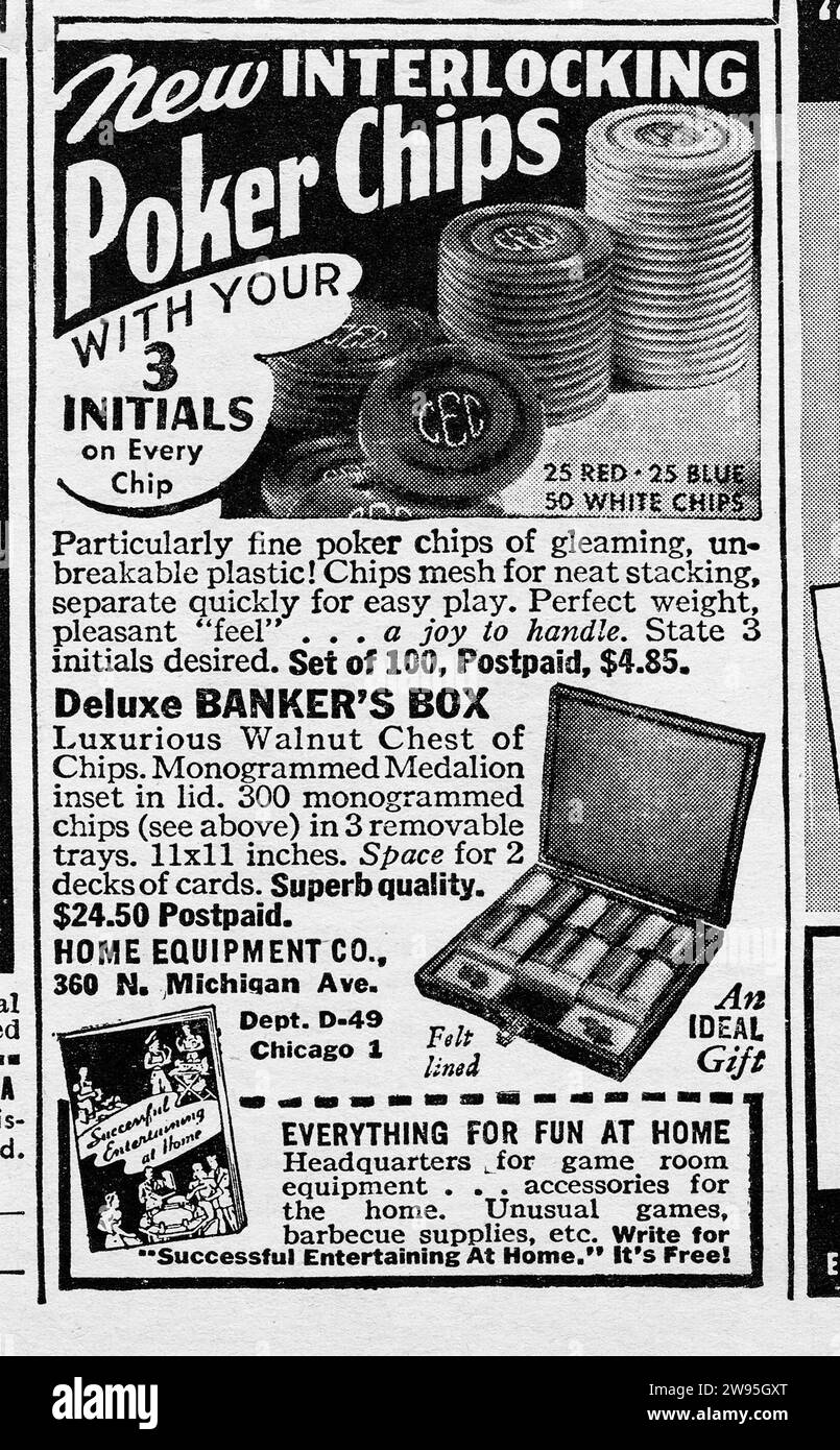 An ad for personalized interlocking poker chips, a must have for men ...