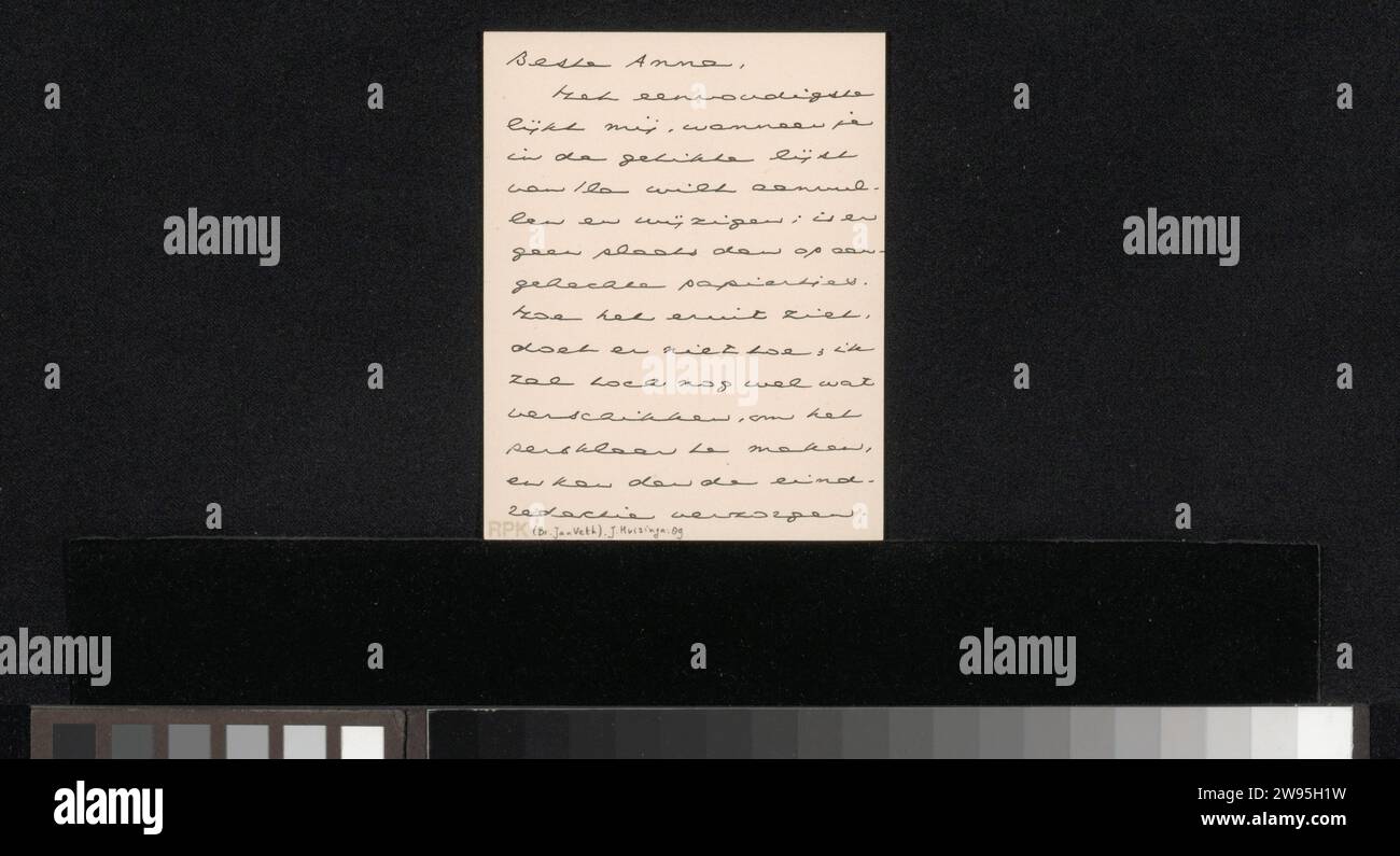 Letter to Anna Dorothea Dirks, Johan Huizinga, 1927 letter Middelburg ...