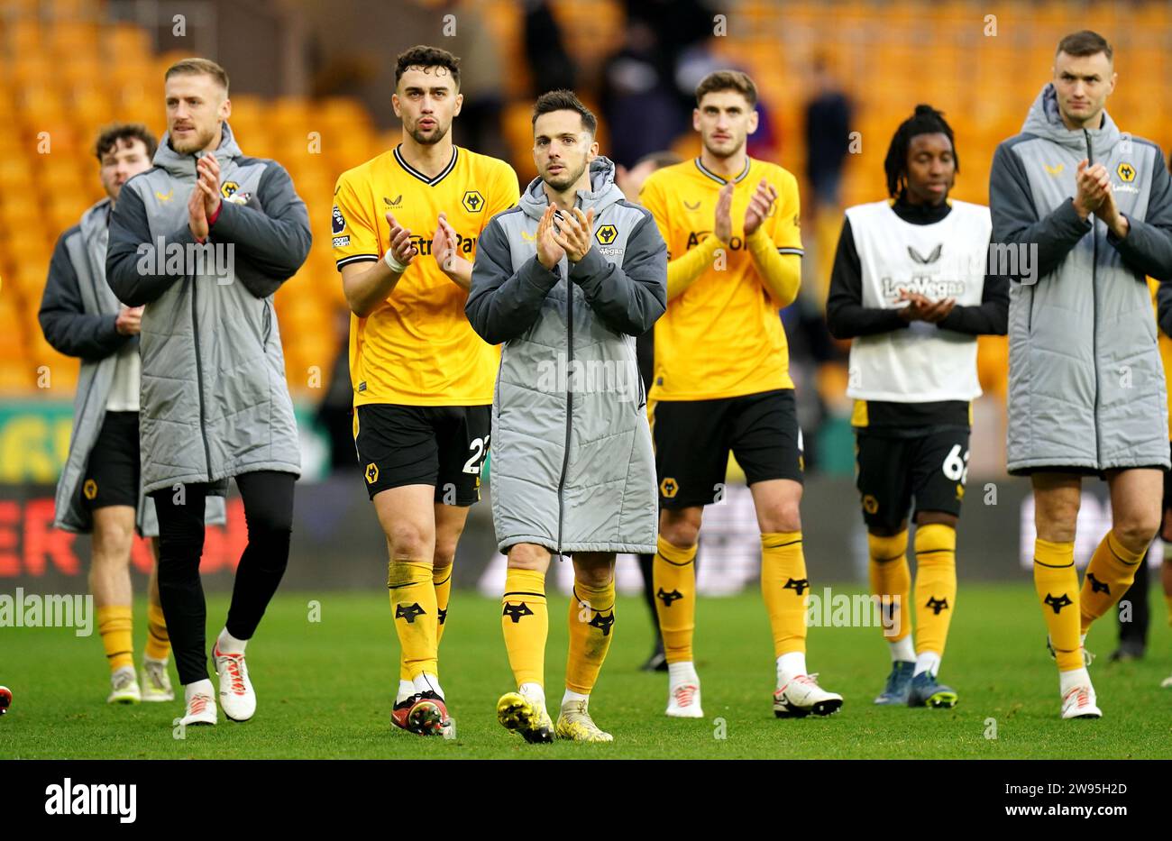 Wolverhampton Wanderers players applaud the fans after the final ...