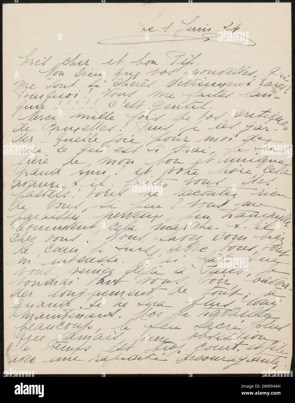 Letter to Philip Zilcken, 1924 letter ink writing (processes) / pen ...