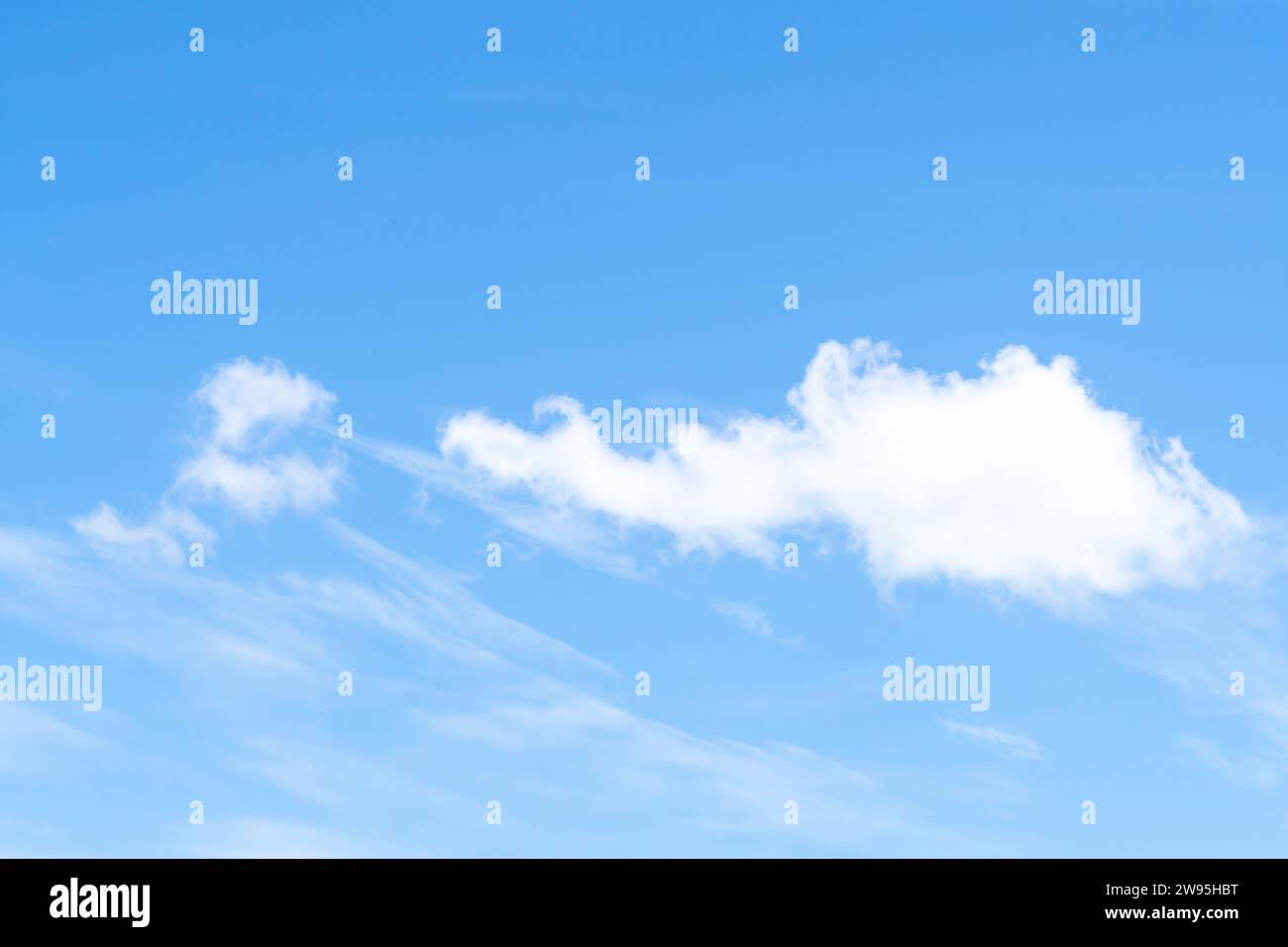 Beautiful blue sky with strange shape of clouds in the morning or ...