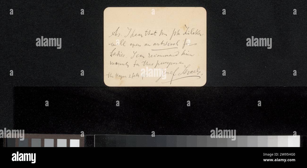 Letter to Philip Zilcken, 1896 letter The Hague cardboard. ink writing ...