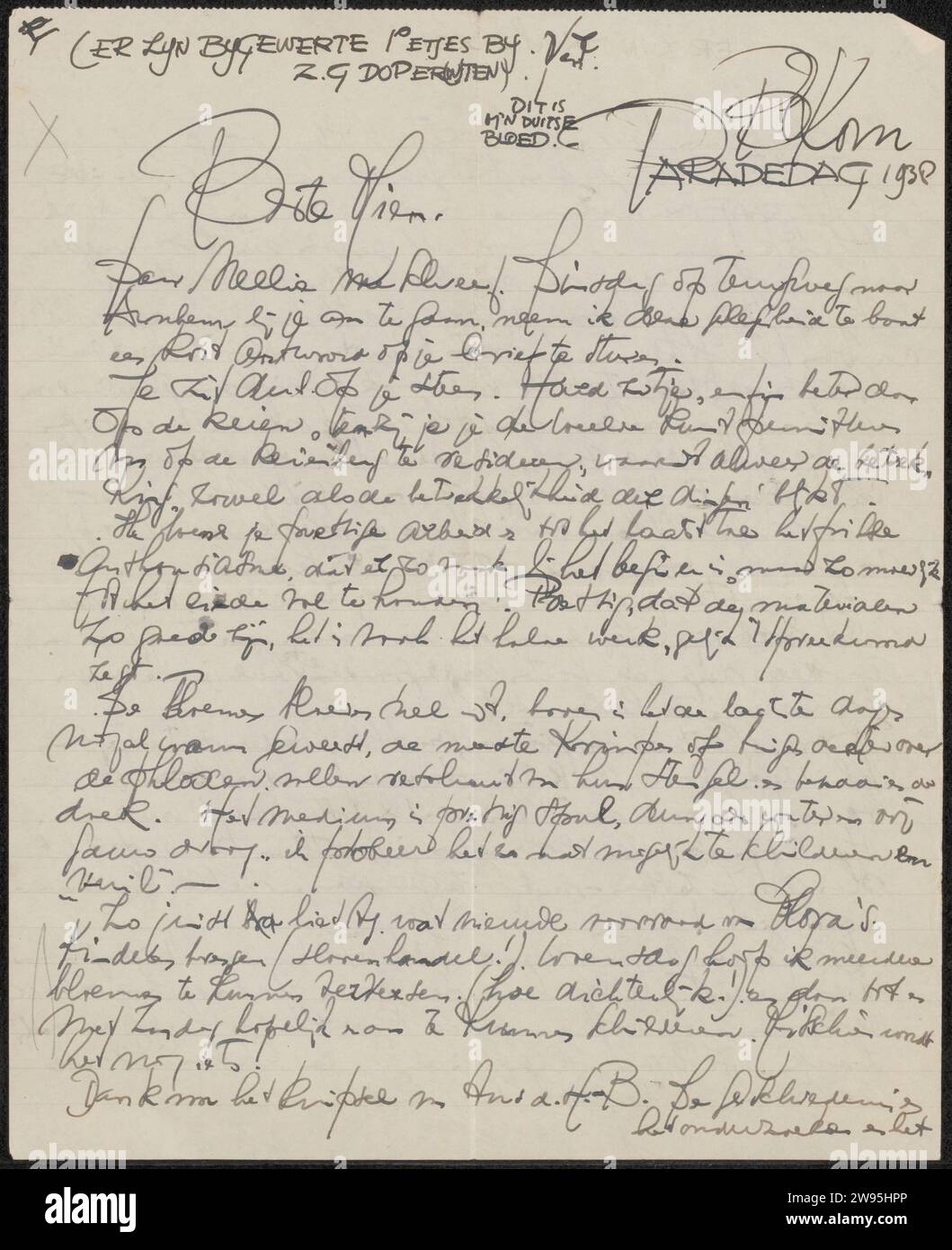 Letter to Mien Cambier van Nooten, Dick Ket, 1938 letter Bennekom ink ...