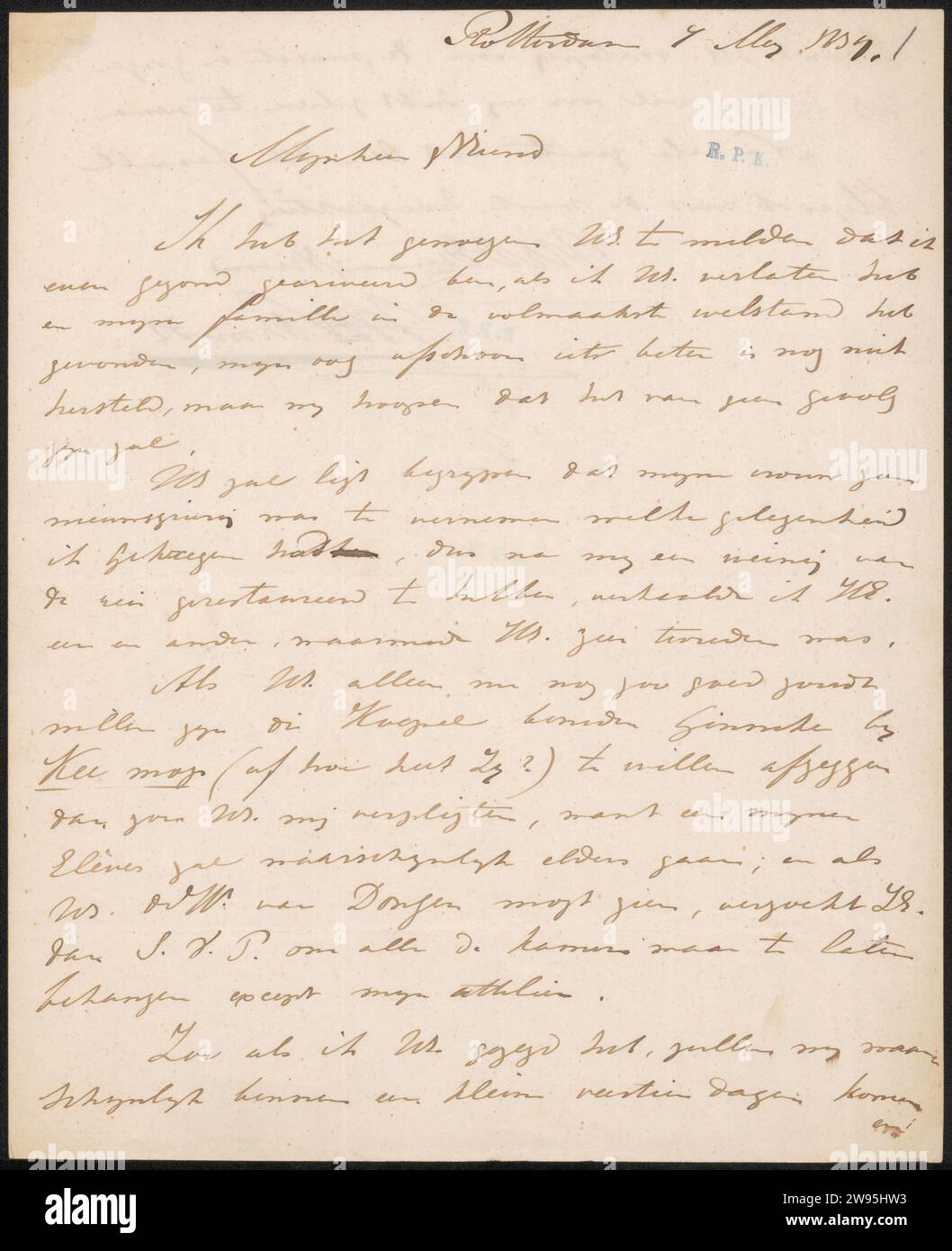 Letter to A.M. Oomen, Willem Hendrik Schmidt, 1839 letter Rotterdam ...