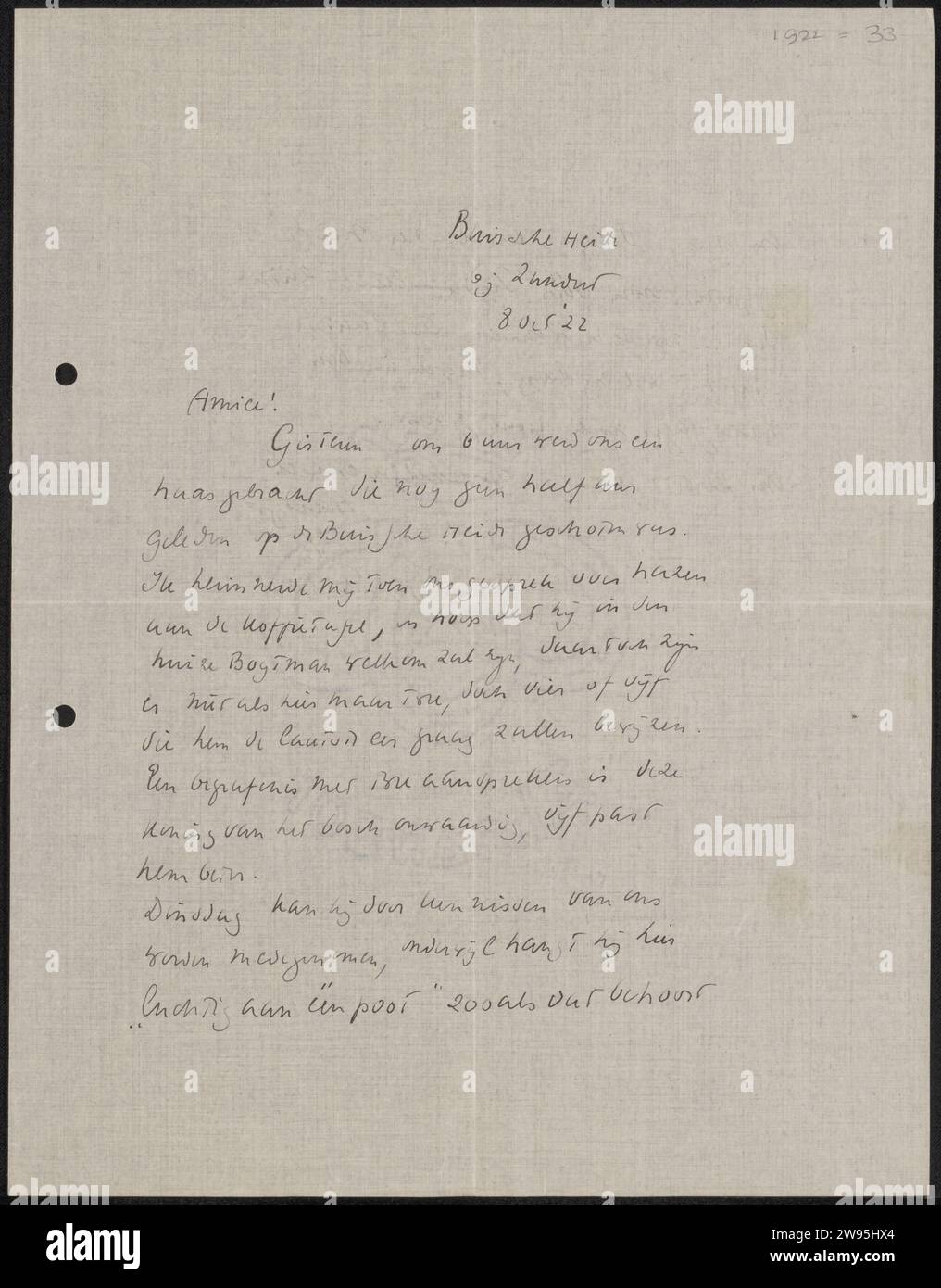 Letter to Willem Bogtman, Richard Nicolaüs Roland Holst, 1922 letter ...