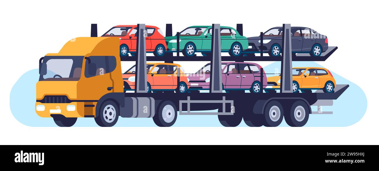 Vehicles carrier auto transporter Stock Vector Images - Alamy