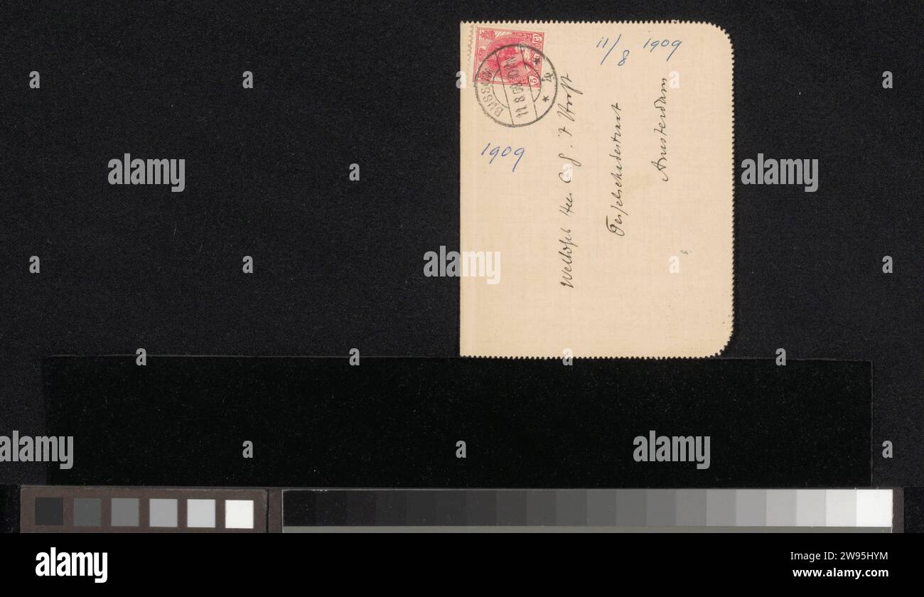 Letter to Cornelis Gerardus' t Hooft, Jan Veth, 1909 letter Bussum ...