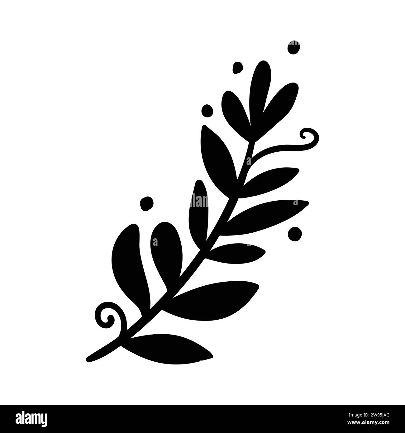 Hand drawn of leaf floral, doodle sketch leaves floral. leaf decoration ...