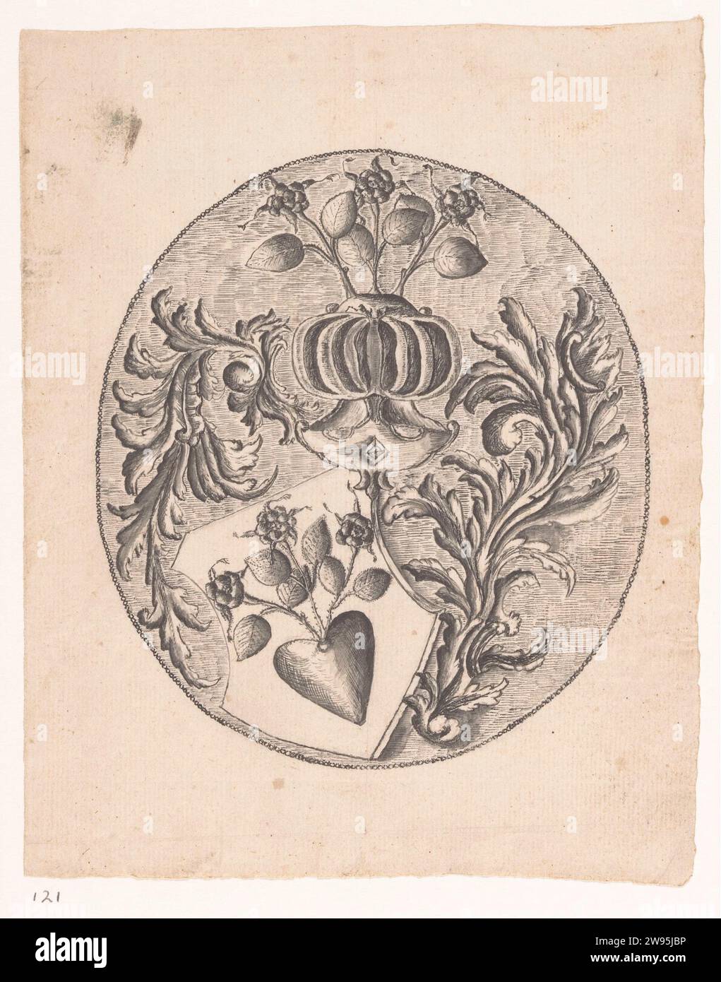 Family crest with Roos, Jan Brandes, 1770 - 1808 drawing Medallion with ...
