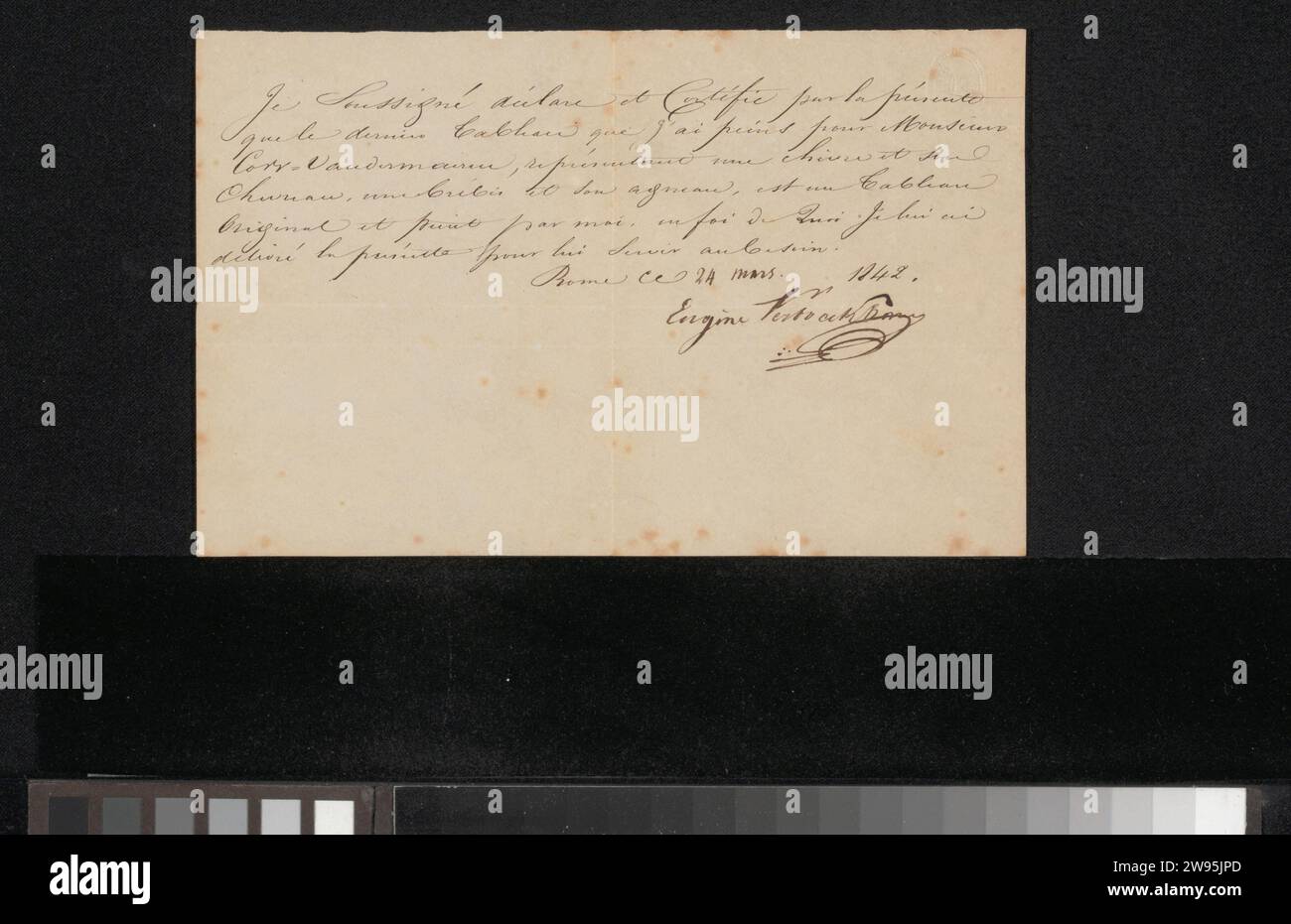 Value declaration in a painting, Eugène Verboeckhoven, 1842 Rome paper ...