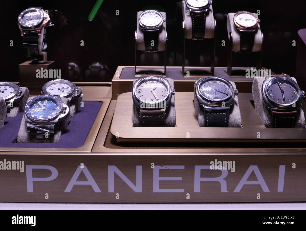 LUXURY WATCHES ON DISPLAY INSIDE THE PANERAI FASHION BOUTIQUE Stock ...