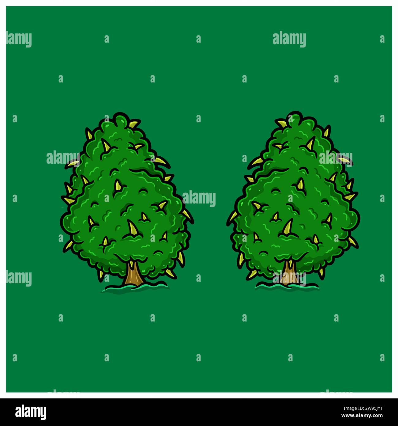 Cannabis Tree Cartoon. For Element and Clip Art. Vectors Illutrations ...