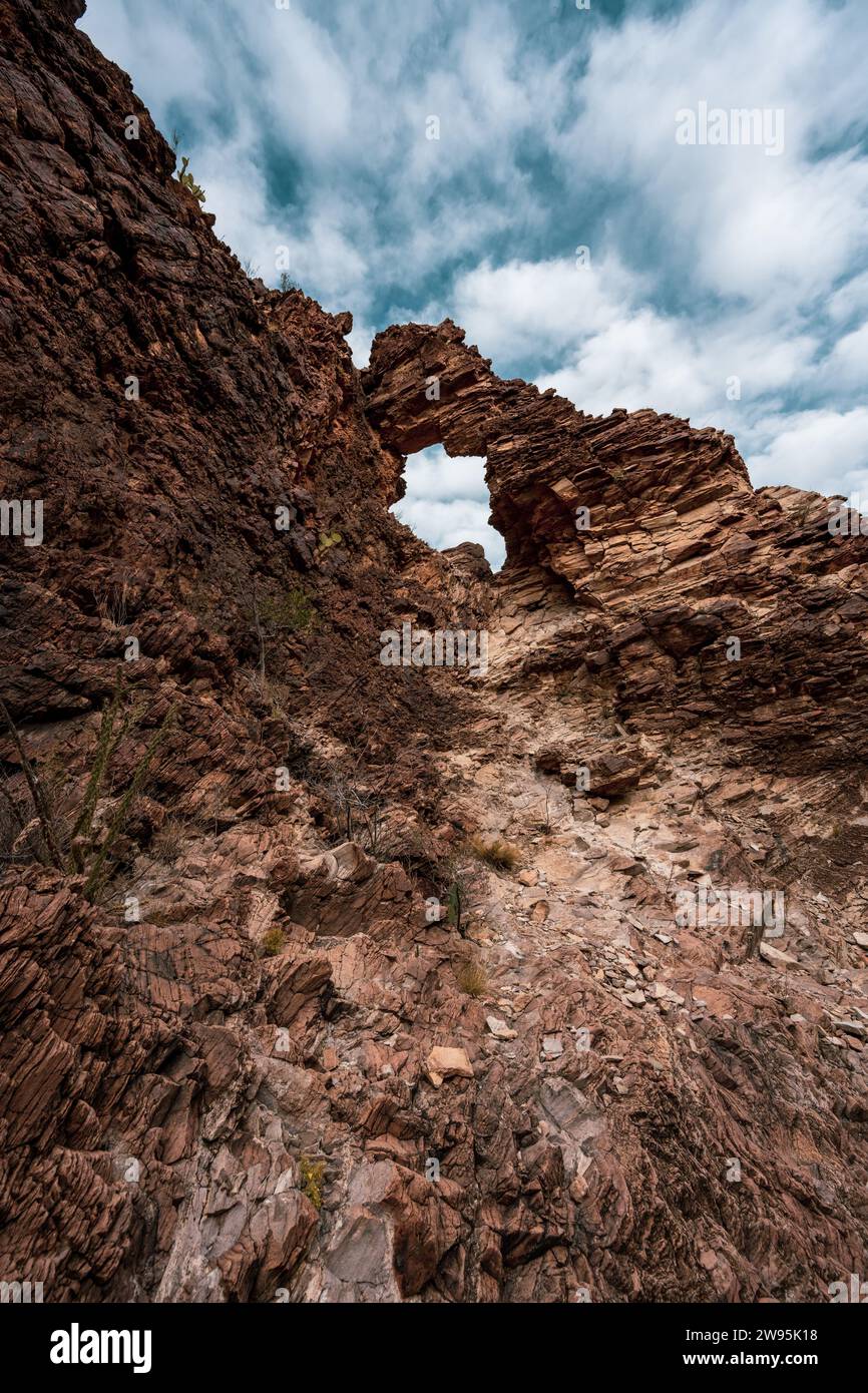 Sharp Rocks Rise Up to An Arch Along Upper Burro Wash In Big Bend ...