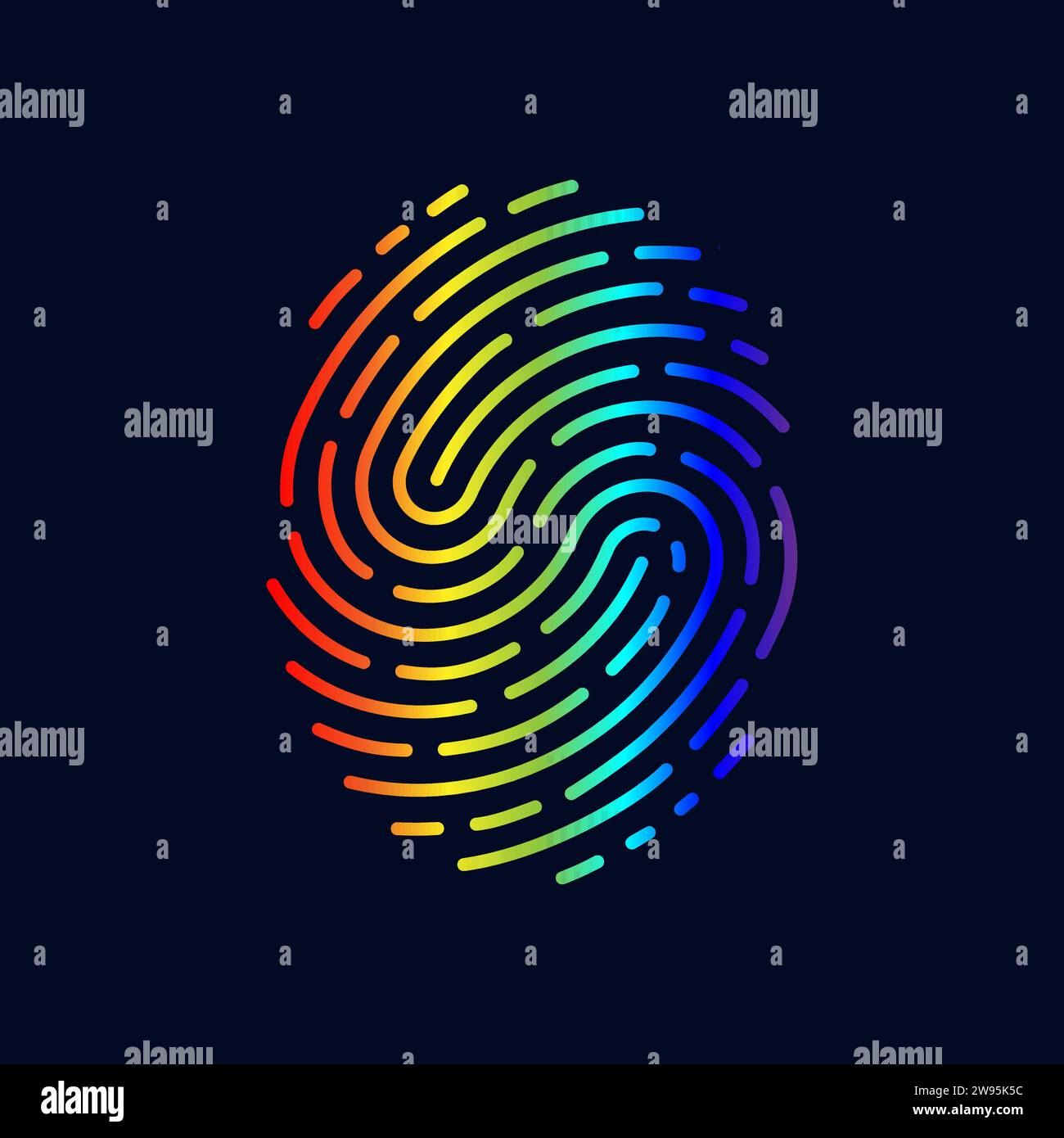 Fingerprint on dark. Rainbow colors human thumbprint, lgbtq ...