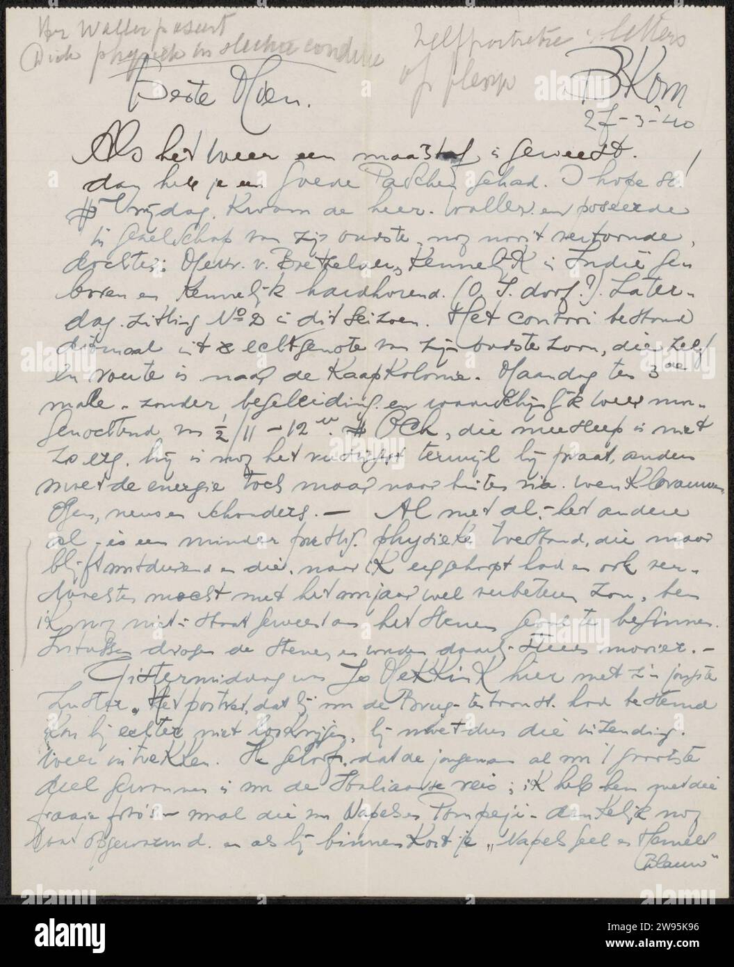 Letter to Mien Cambier van Nooten, Dick Ket, 1940 letter Bennekom ink ...