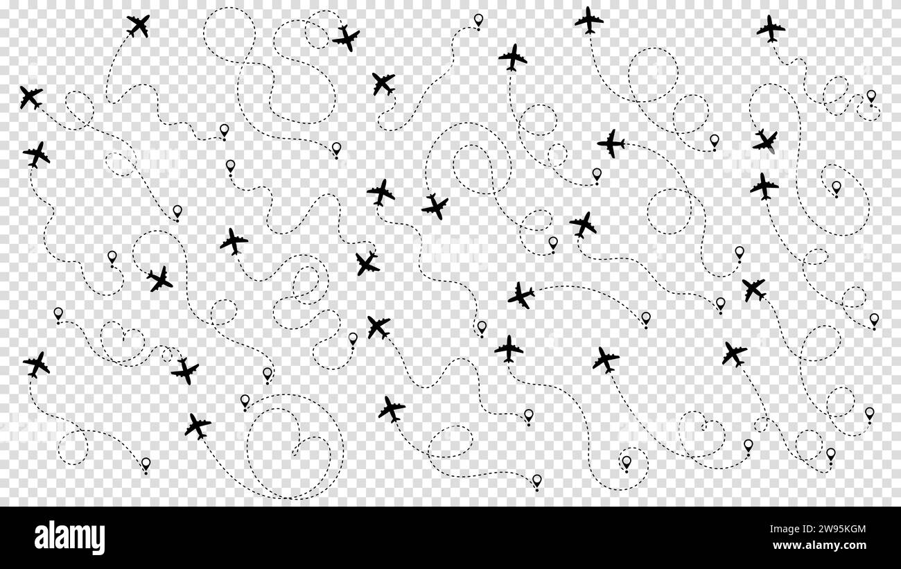 Travel concept from start point and dotted line tracing. Airplane or ...