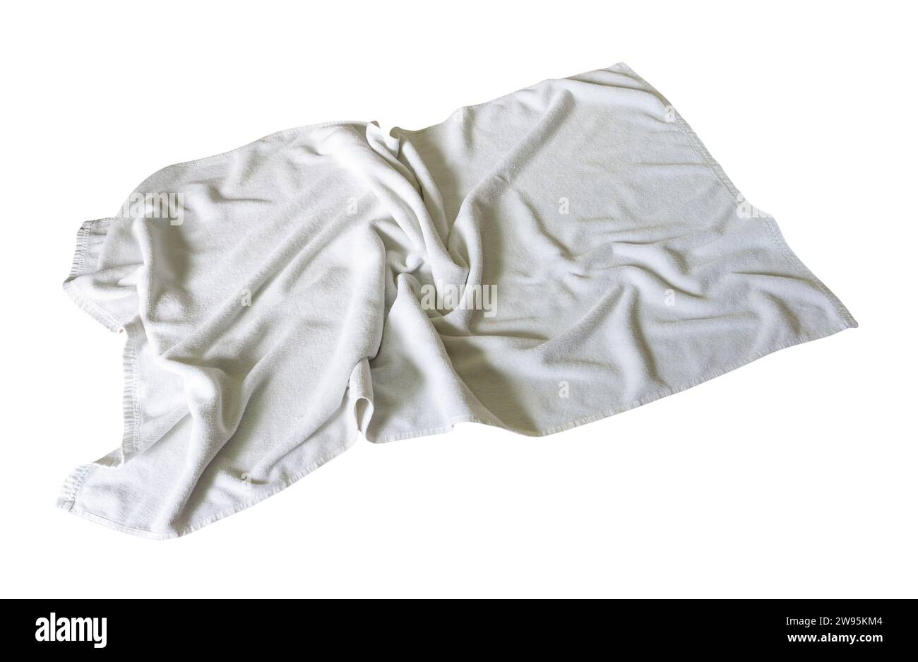 White crumpled used towel is isolated on white background with ...