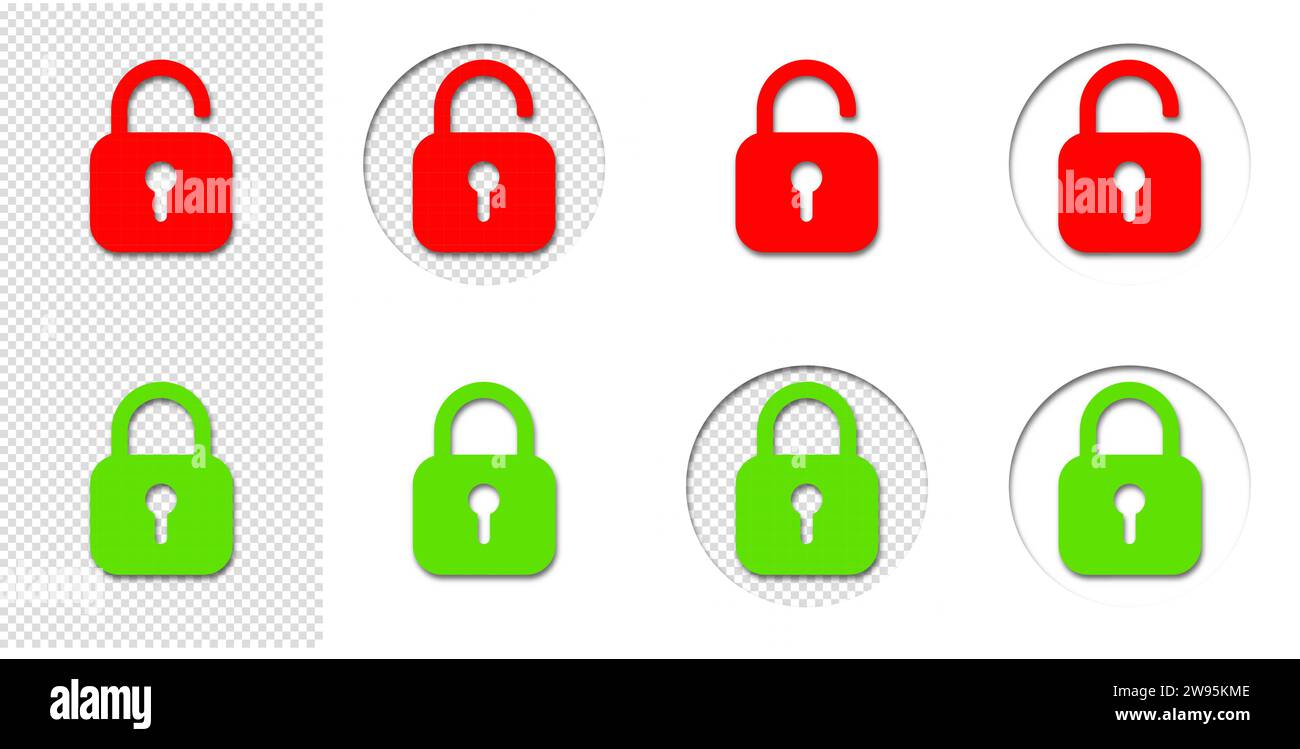 Set of padlock icon, lock and unlock icons. Safety protect symbols ...