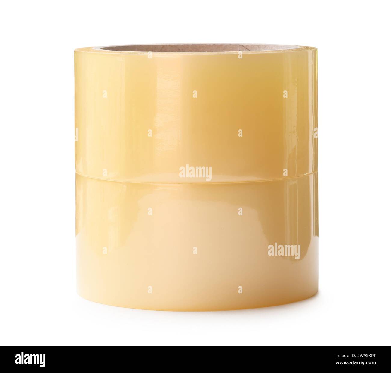 Two brown transparent or adhesive tape in stack are isolated on white ...