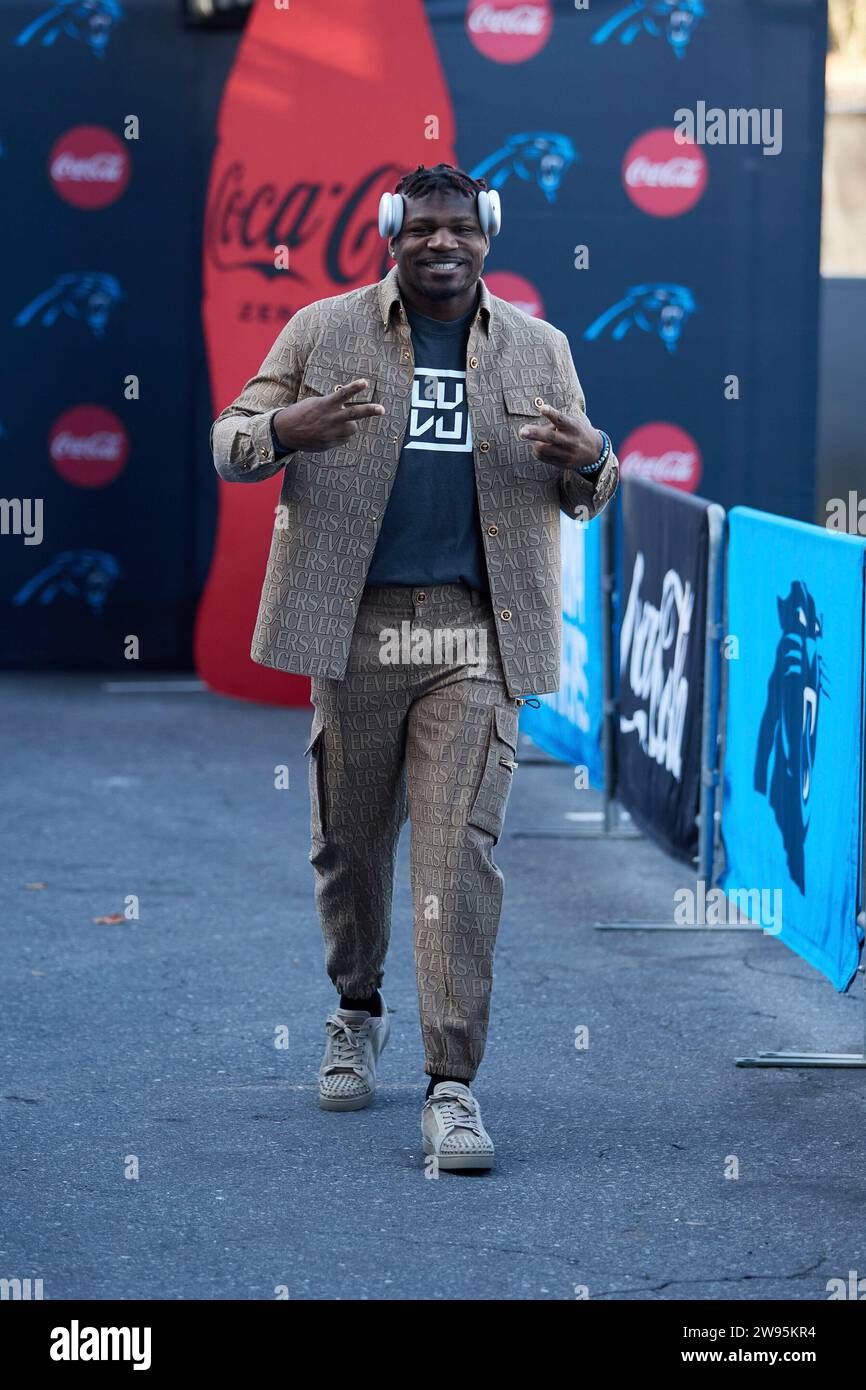 Carolina Panthers linebacker Marquis Haynes Sr. (98) arrives at Bank of ...