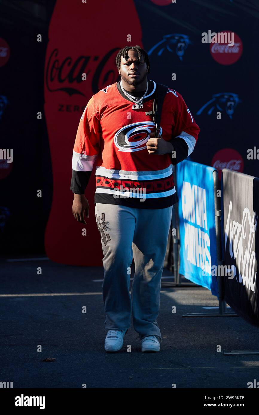 Carolina Panthers offensive tackle Ikem Ekwonu (79) arrives at Bank of ...