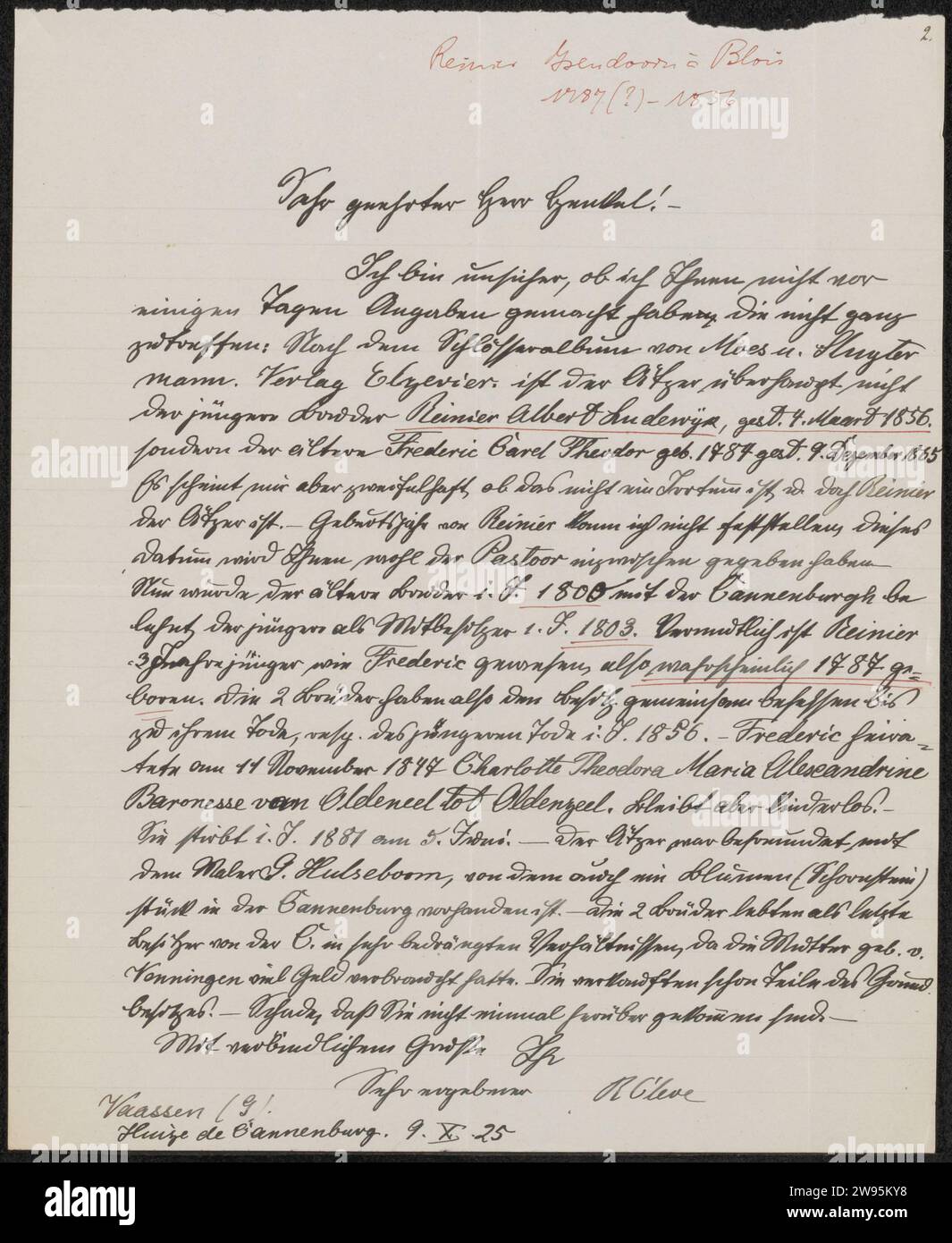 Letter to Max Dittmar Henkel, R. Cleve, 1925 letter Vaassen ink writing ...